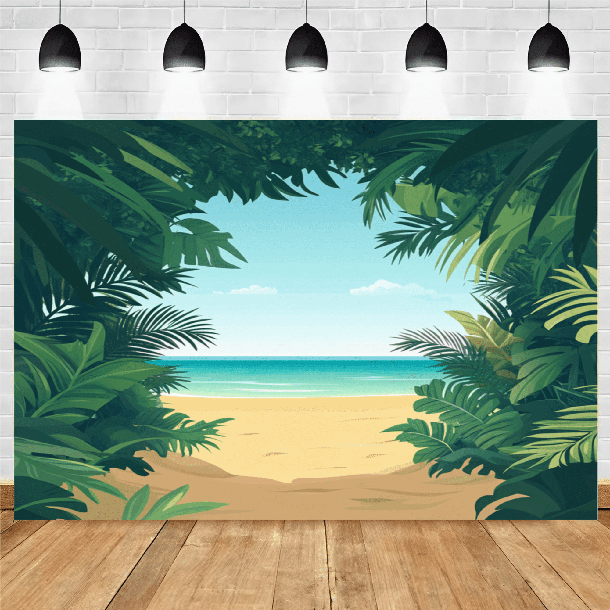 Tropical Beach Jungle Scene Natural Scenic Backdrops Summer Landscape ...