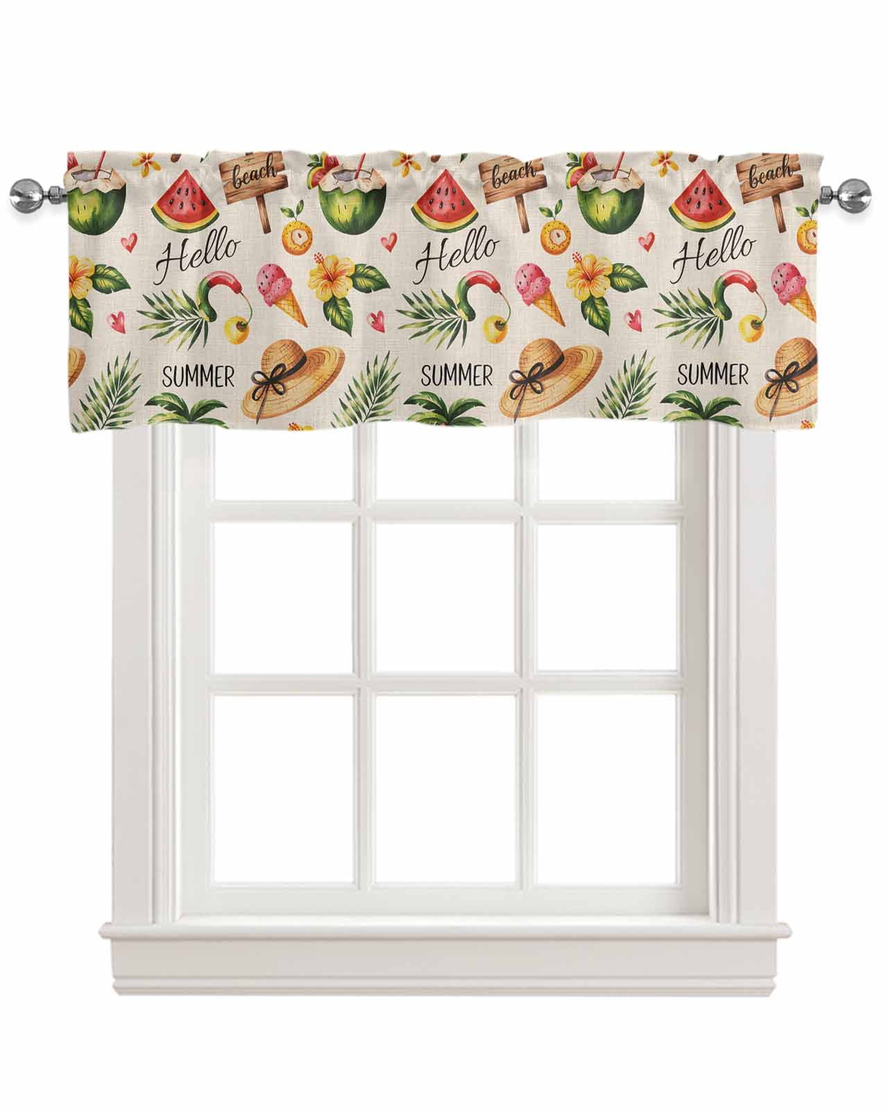 Tropical Beach Kitchen Valances for Windows Farmhouse Linen Window ...