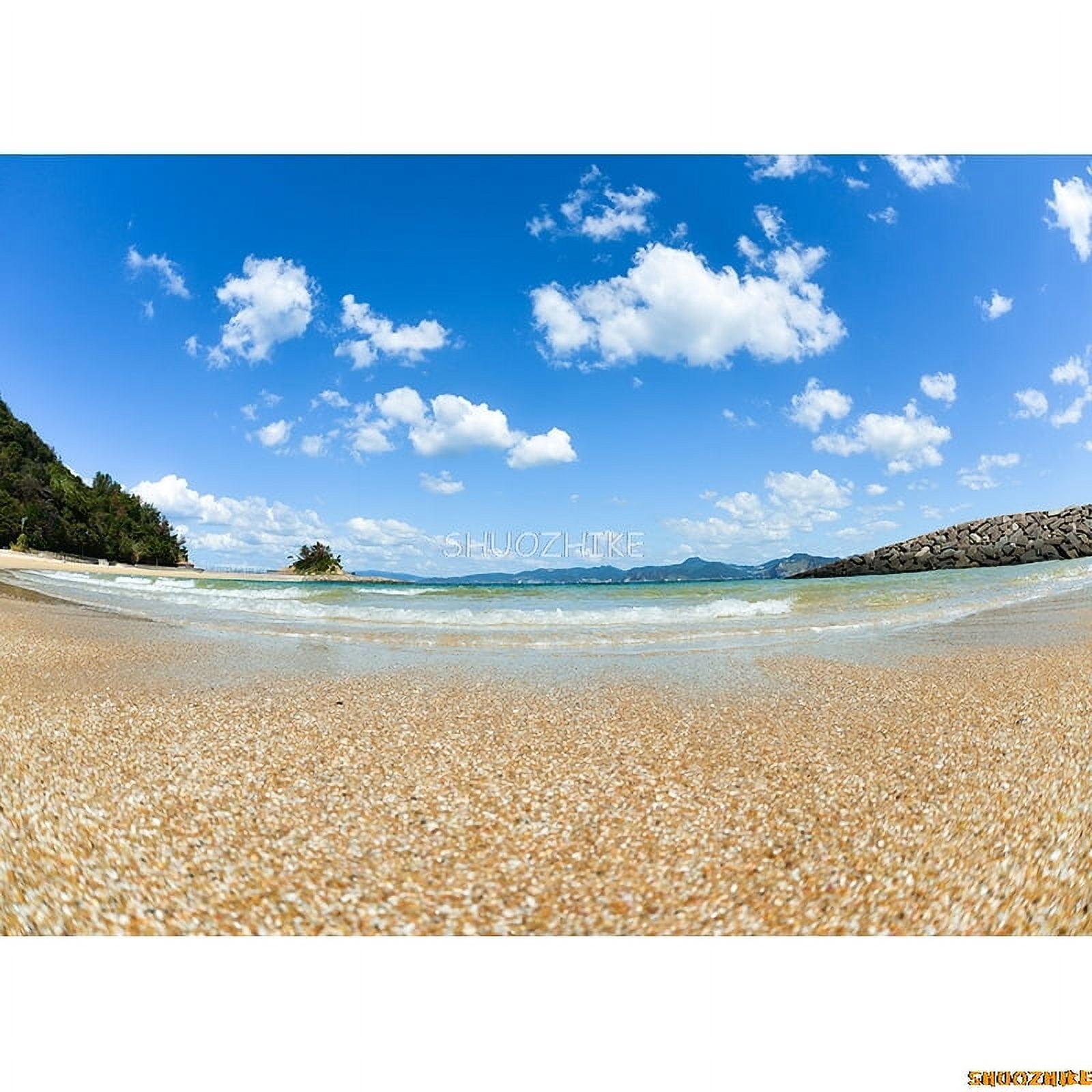 Tropical Beach Natural Landscape Photography Backdrops Landscape Blue Sky Sea Palm trees Summer ...