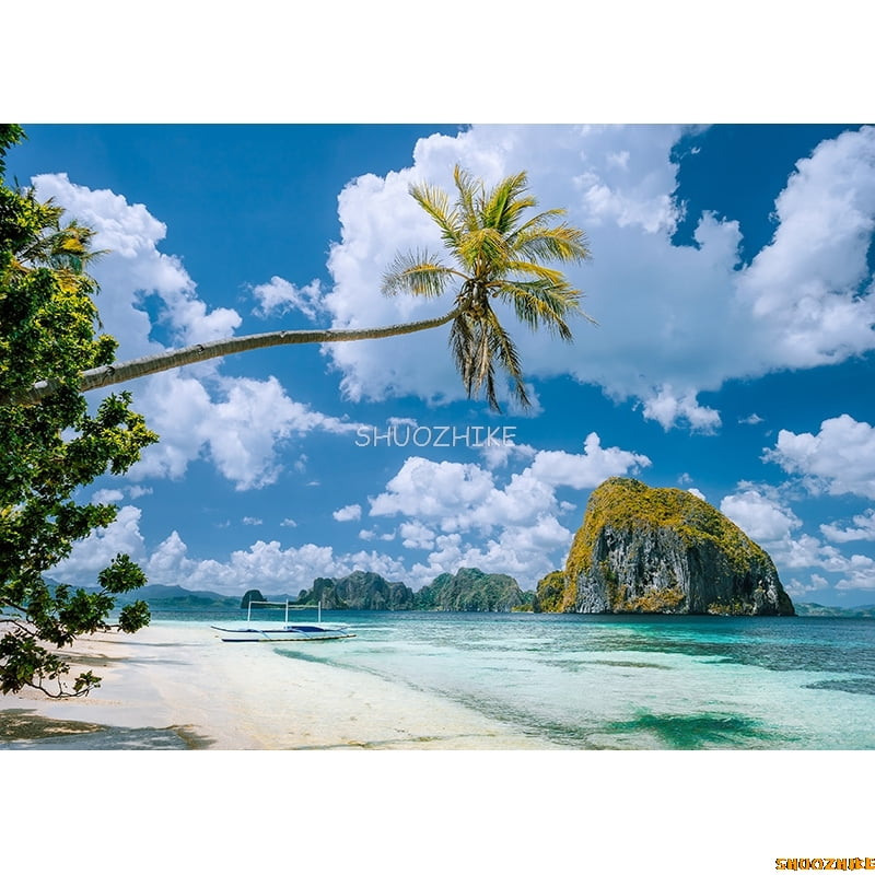 Tropical Beach Natural Landscape Photography Backdrops Landscape Blue ...