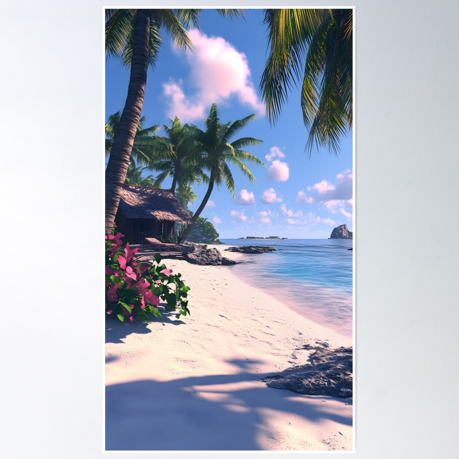 Tropical Beach Ocean Coastline Poster Wall Art, Modern Wall Decor ...