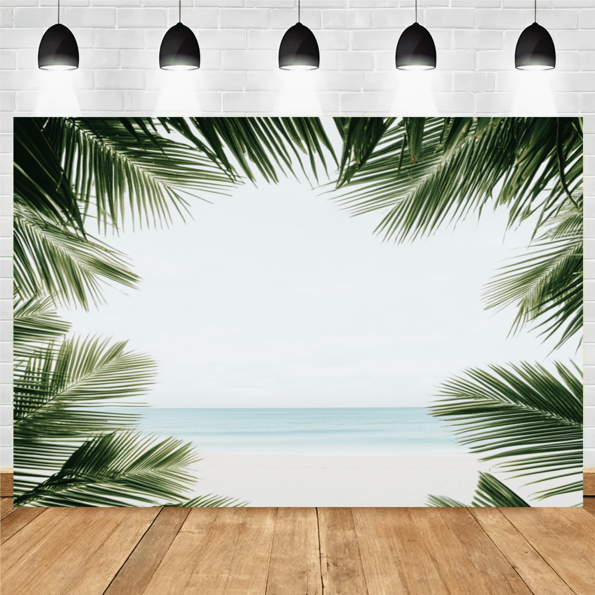 Tropical Beach Palm Frame Natural Scenic Backdrops Summer Landscape ...
