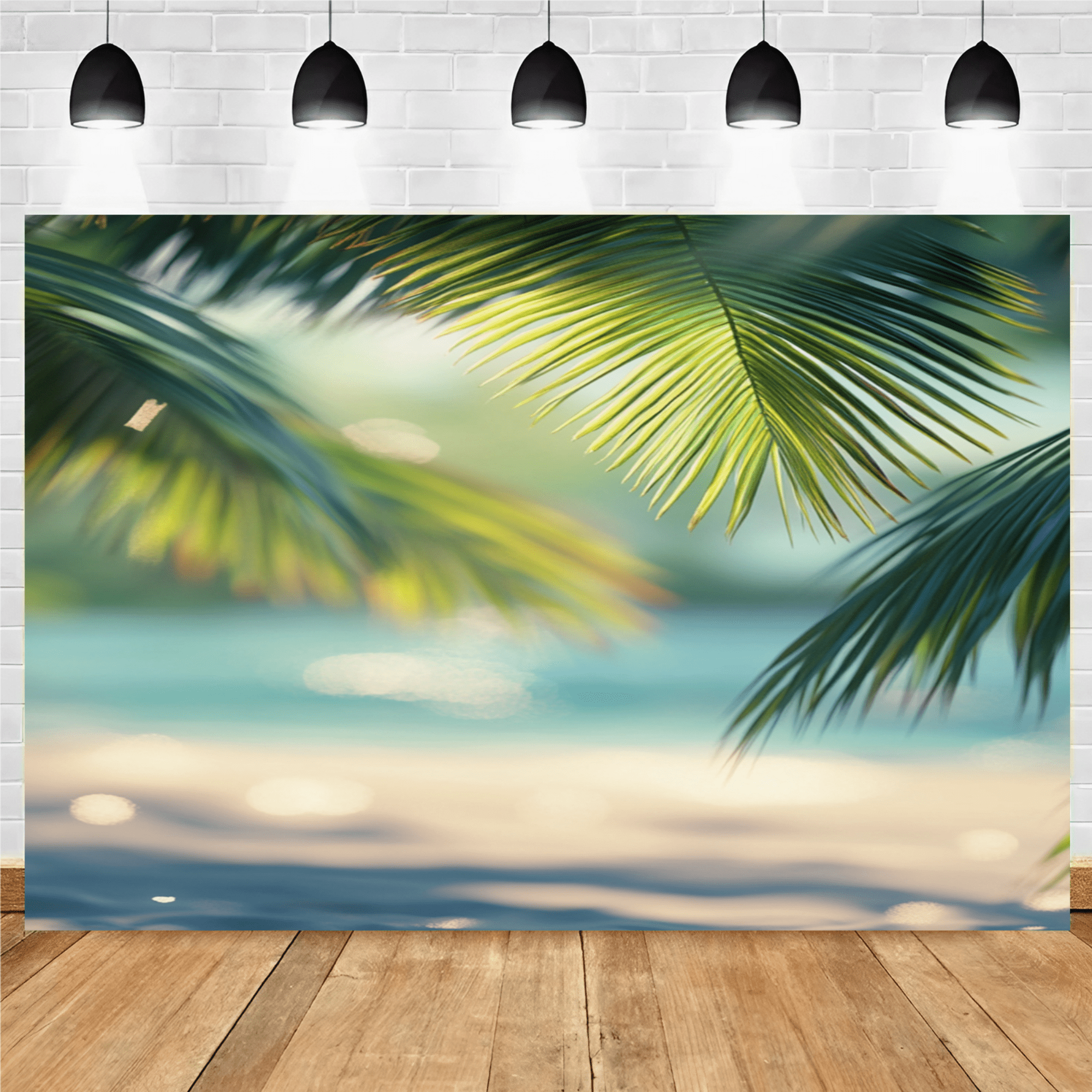 Tropical Beach Palm Leaves(1) Natural Scenic Backdrops Summer Landscape ...