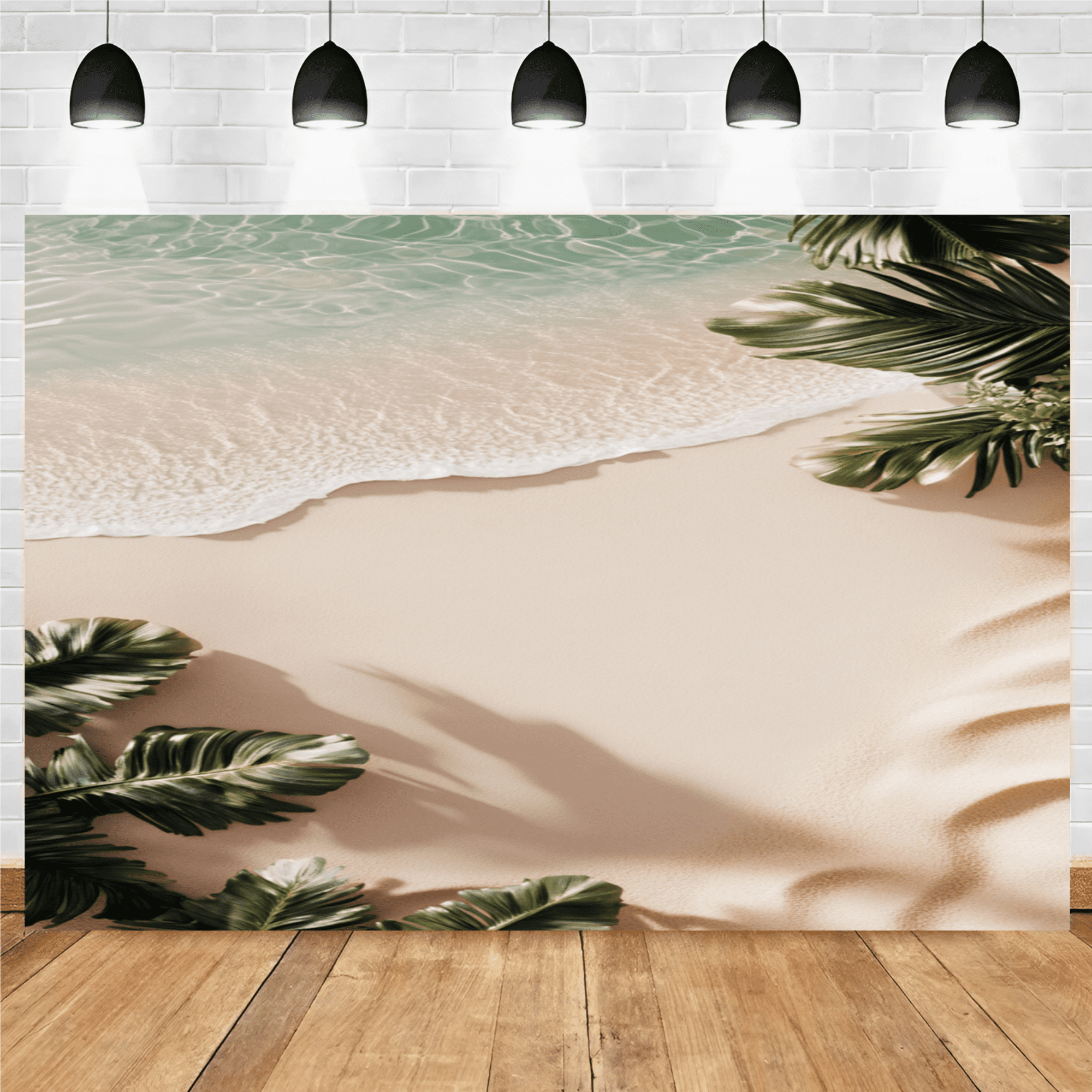 Tropical Beach Palm Leaves Natural Scenic Backdrops Summer Landscape ...