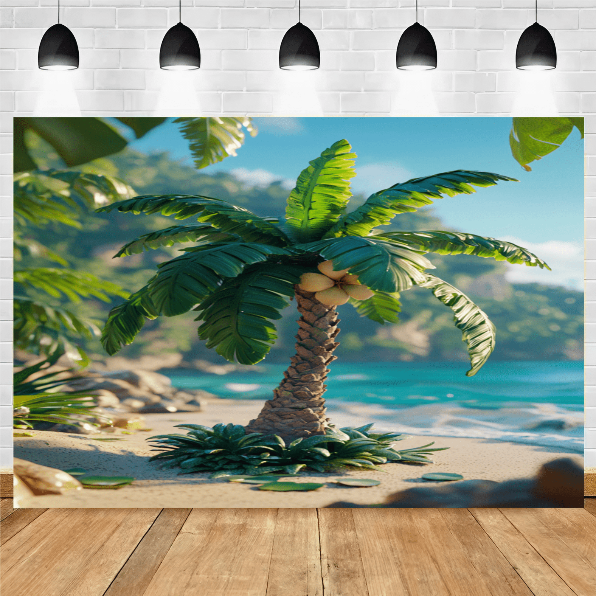 Tropical Beach Palm Tree(1) Natural Scenic Backdrops Summer Landscape ...