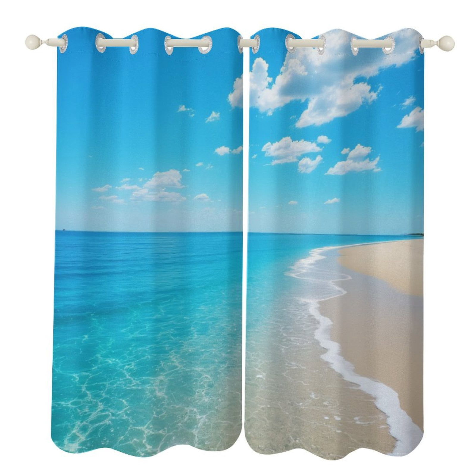 Tropical Beach Paradise（1） Luxury Window Curtains Blinds for Living ...
