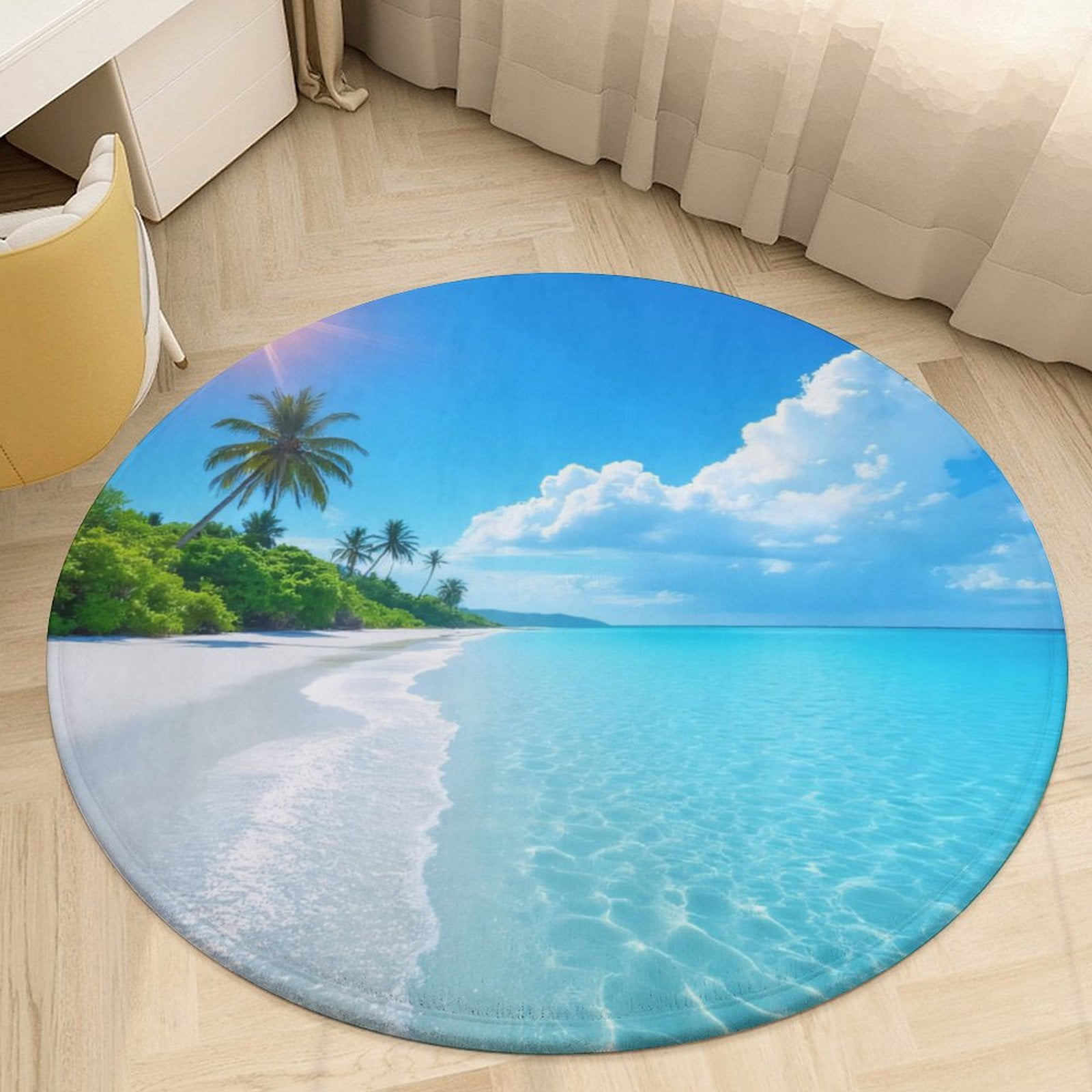 Tropical Beach Paradise(1) Round Area Rugs for Bedroom Living Room, 6FT ...