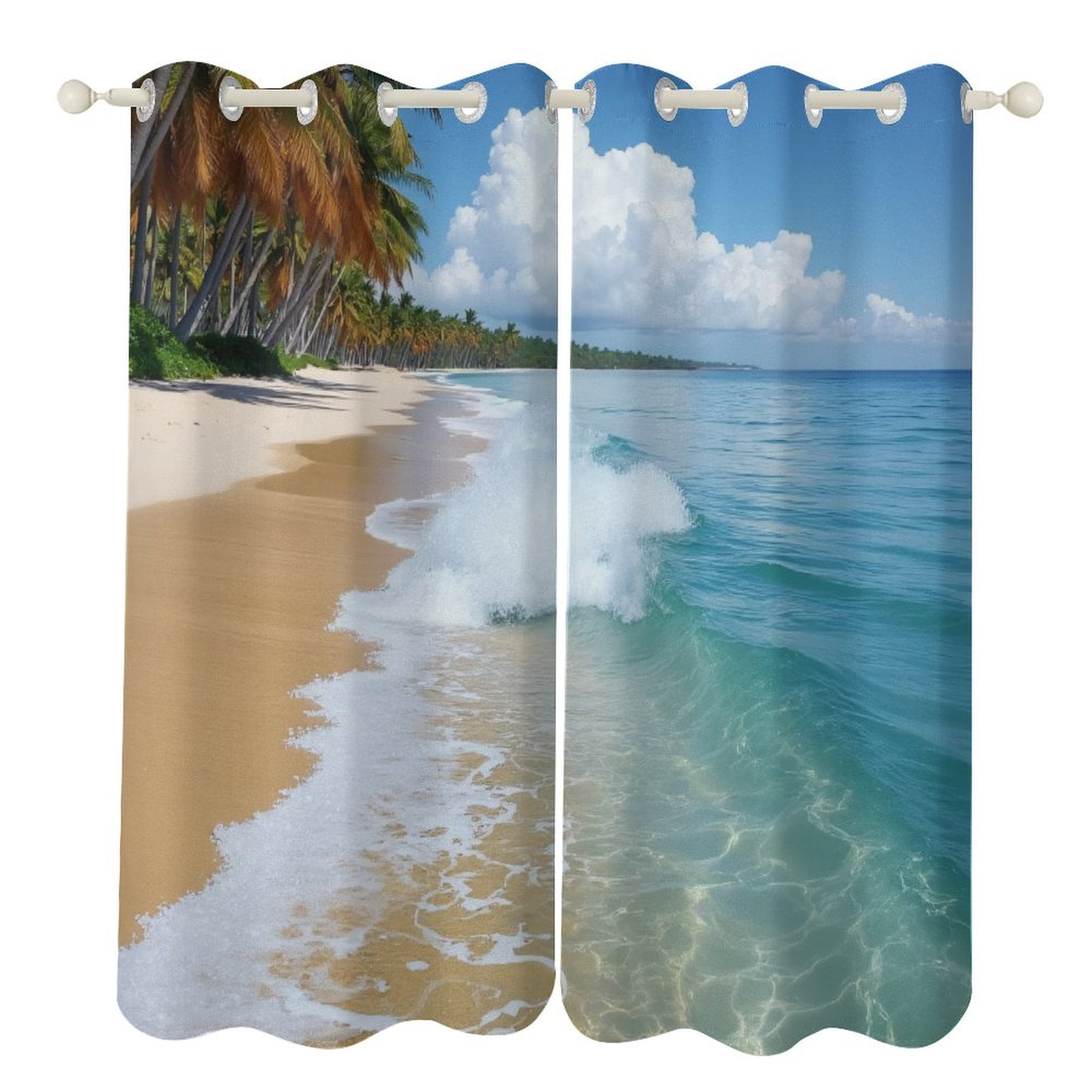 Tropical Beach Paradise 2 Panels Curtains for Bedroom Living Room ...
