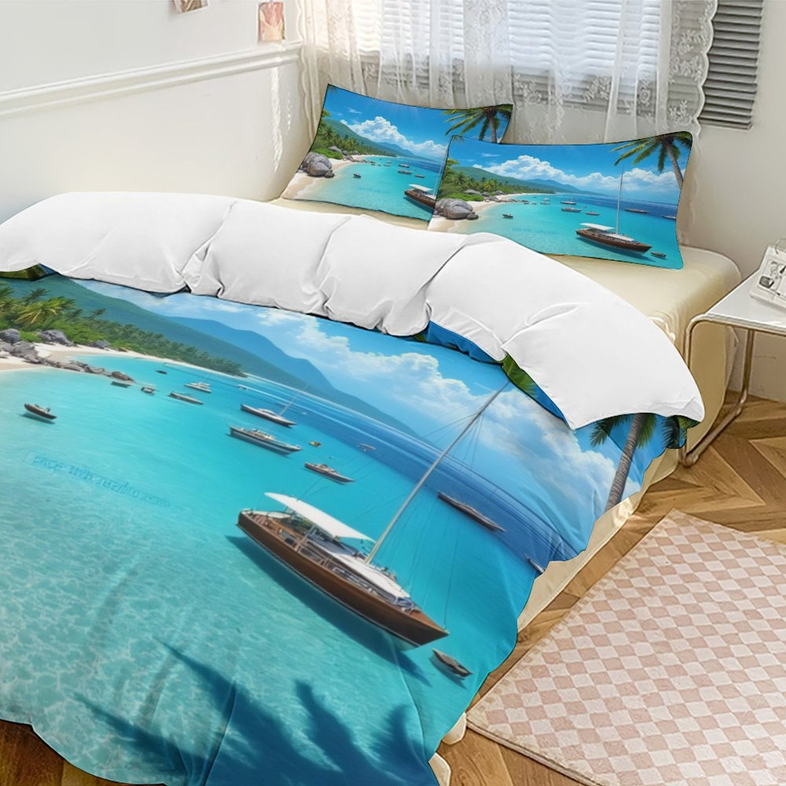 Tropical Beach Paradise 3D Duvet Cover Set Quilt Cover Theme of Kid Boy ...