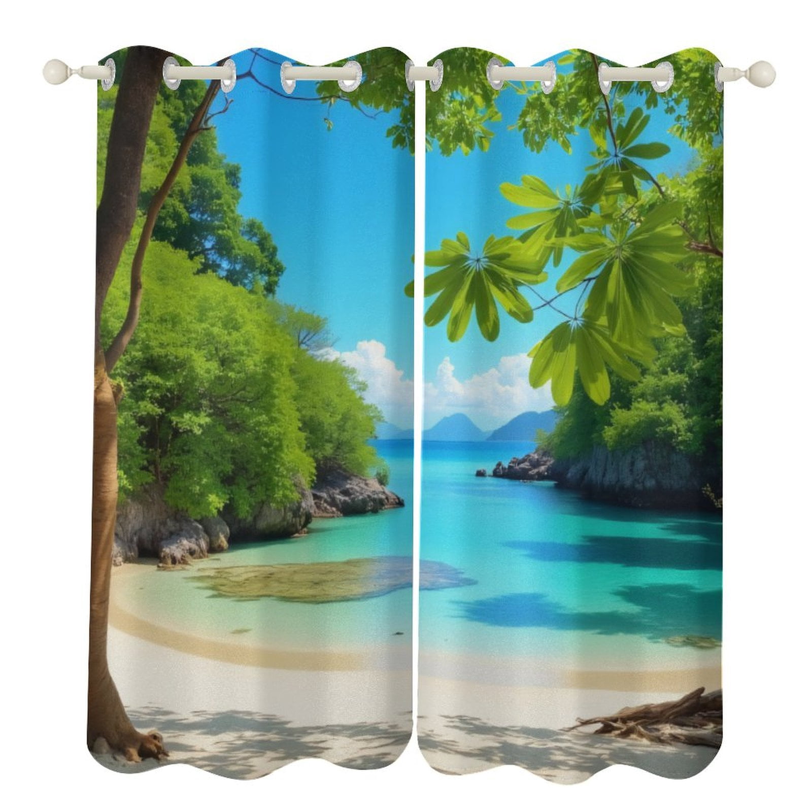 Tropical Beach Paradise Blackout Window Curtains for Bedroom Living ...