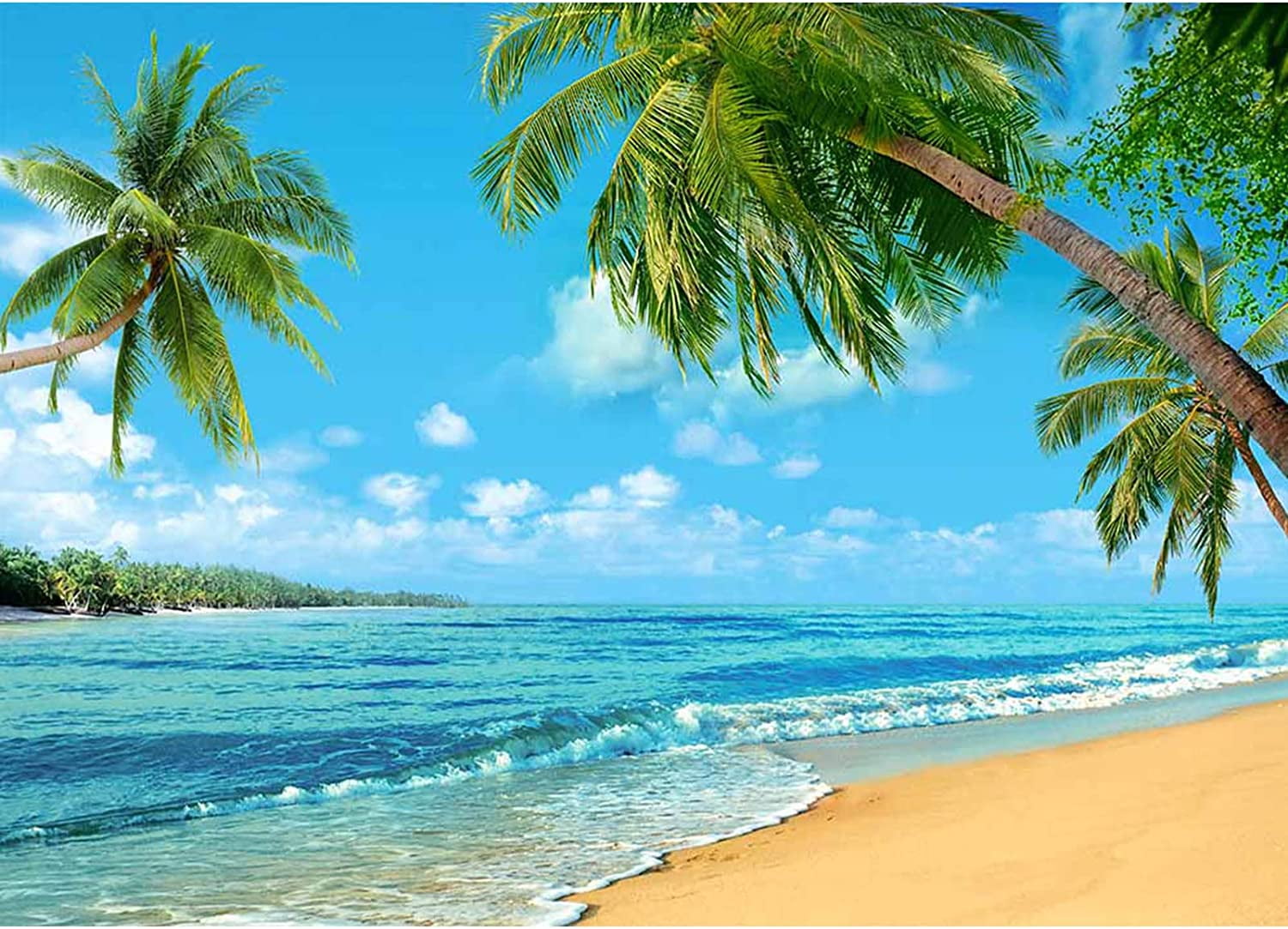 Tropical Beach Photography Backdrop Seaside Island Palm Trees Hawaii ...