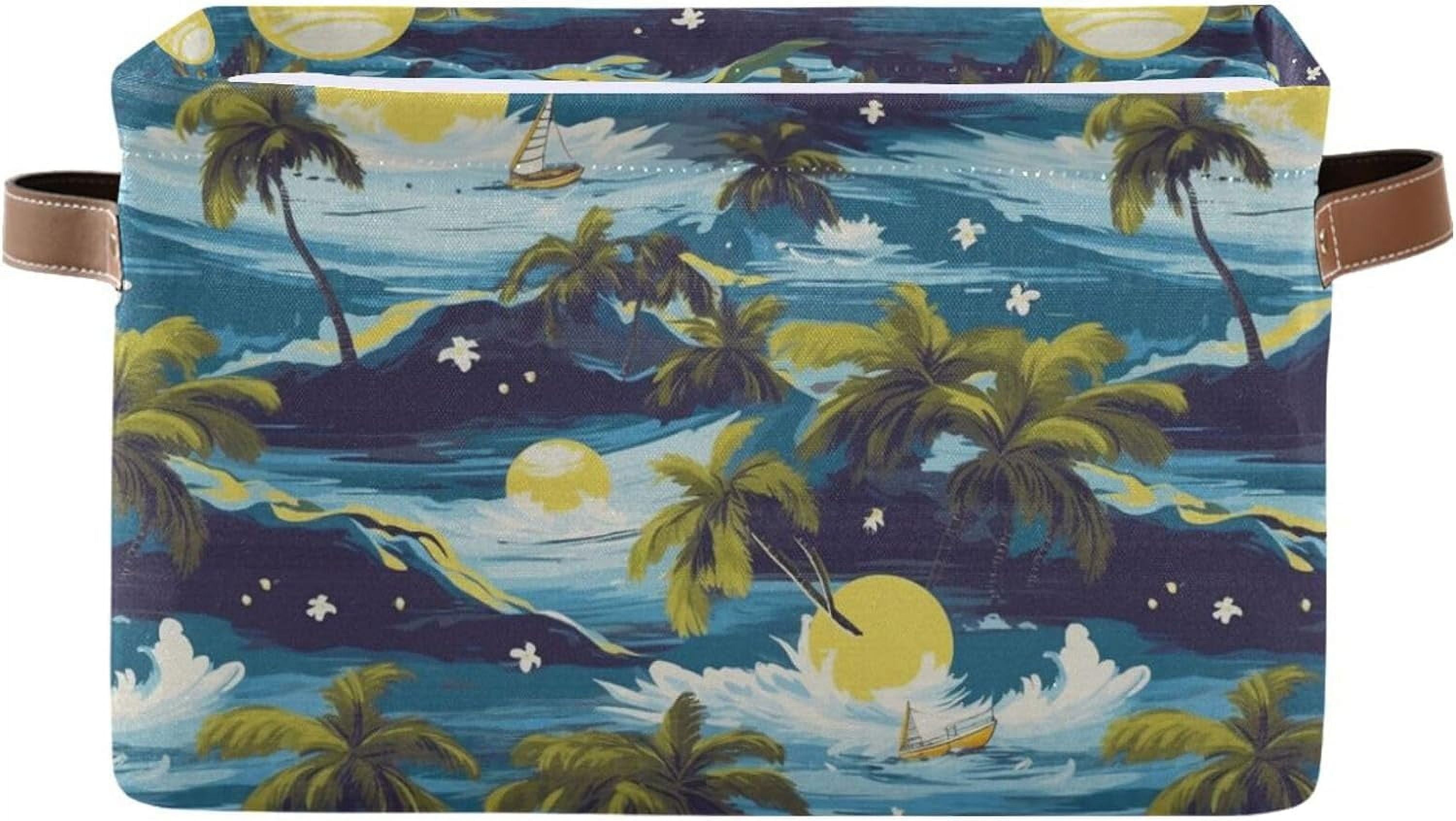 Tropical Beach Plant Foldable Storage Basket for Shelves, Collapsible ...