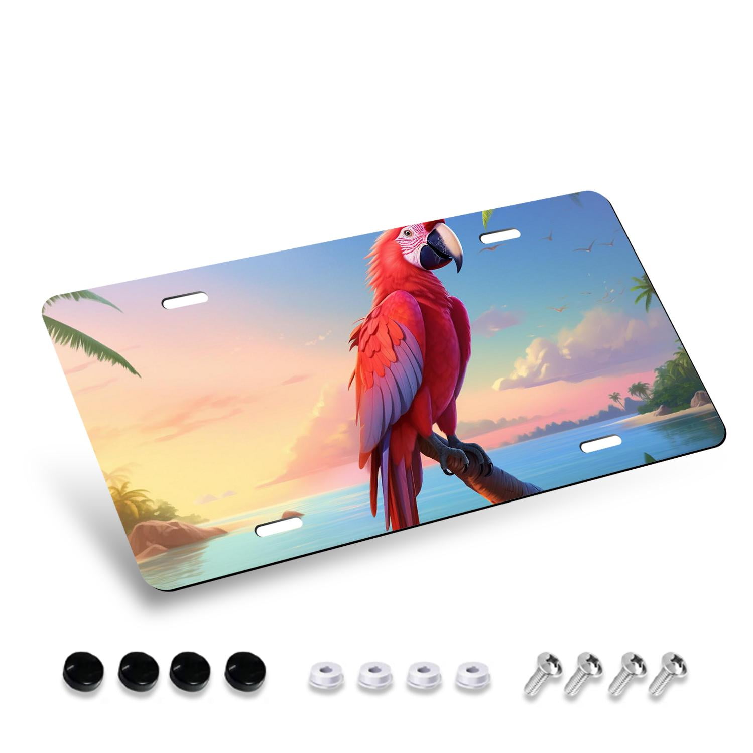 Tropical Beach Plants and Parrot Exquisite Plate Cover, Decorative ...