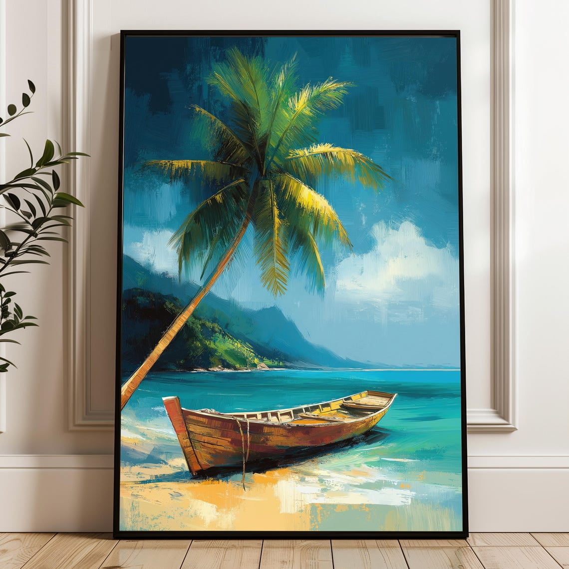 Tropical Beach Poster For The Living Room Summer Vacation Decor Boat By ...