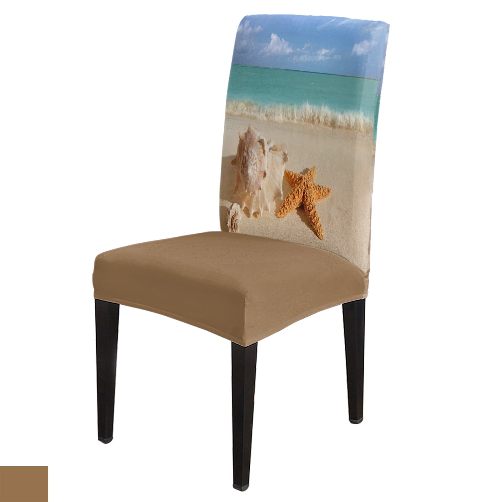 Tropical Beach Sand Spray Stretch Chair Cover 4pcs Hotel Dining Room ...