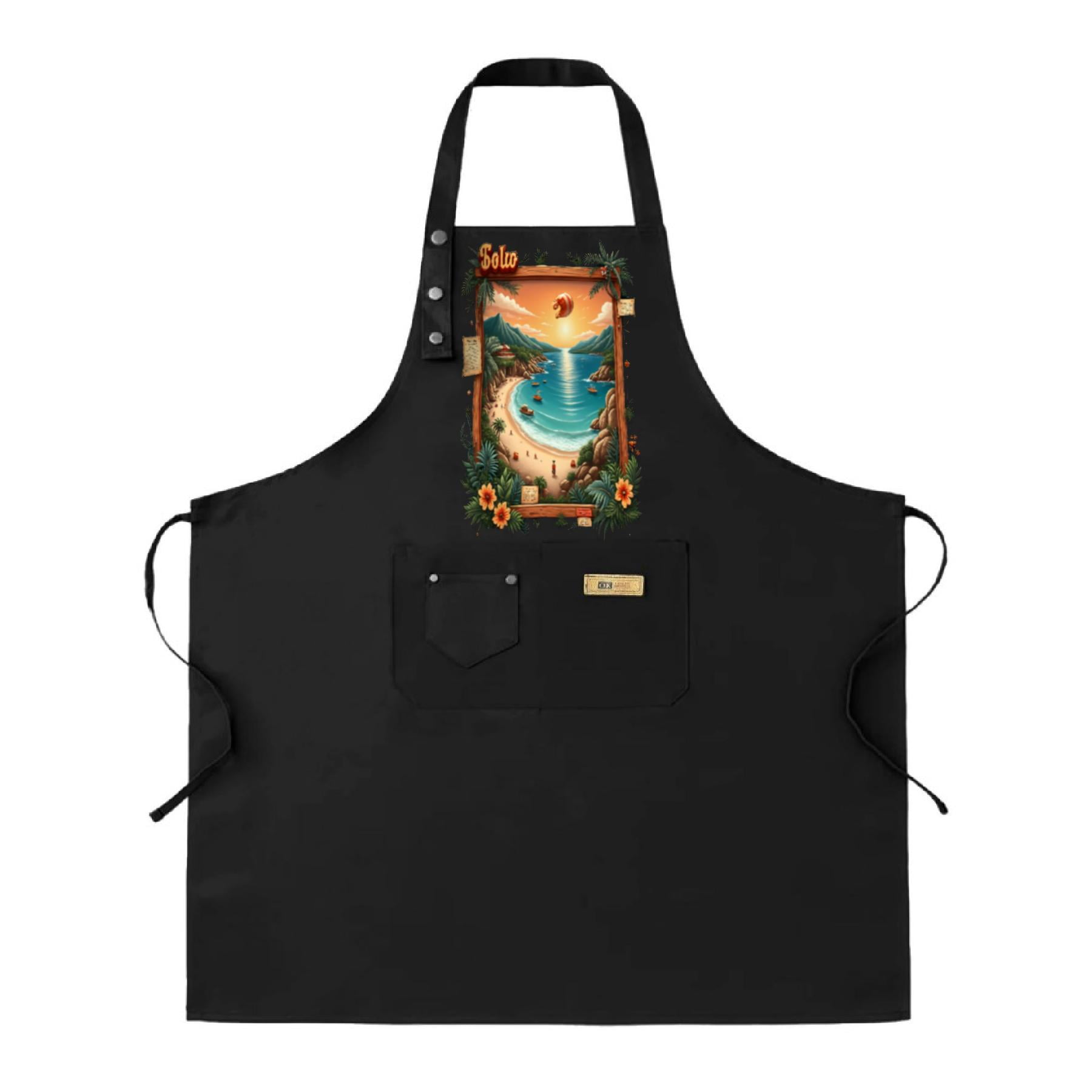 Tropical Beach Scene Apron 2-Pack - Adjustable Bib Aprons with Pockets ...