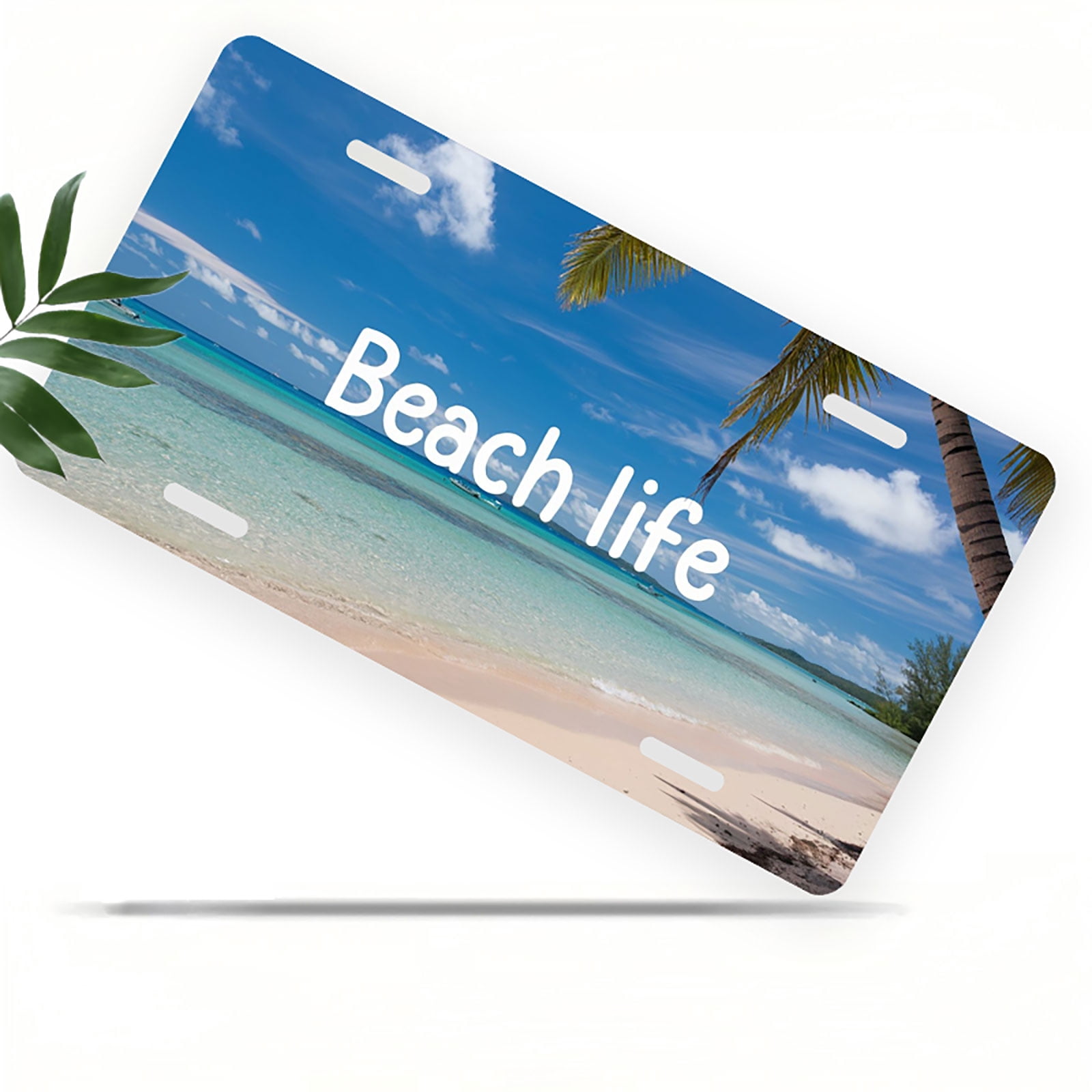 Tropical Beach Scene Front License Plate, Metal License Plate, Funny ...