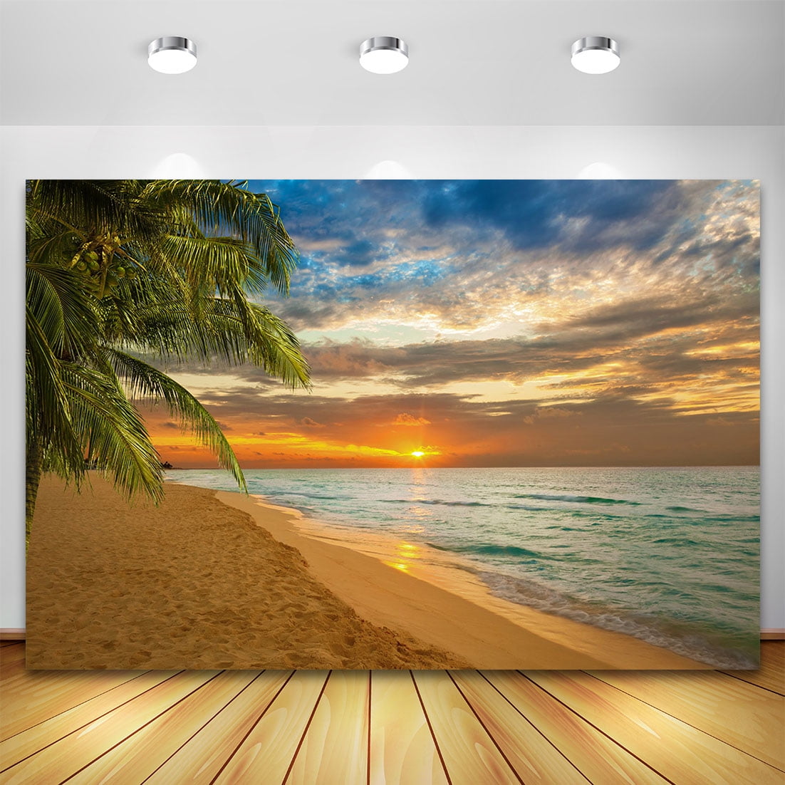 Tropical Beach Sea Sunset Wave Backdrop Photography Summer Holiday ...