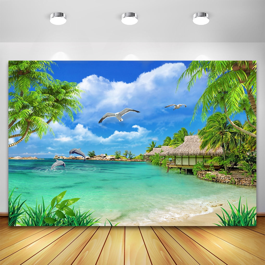 Tropical Beach Sea Sunset Wave Backdrop Photography Summer Holiday ...