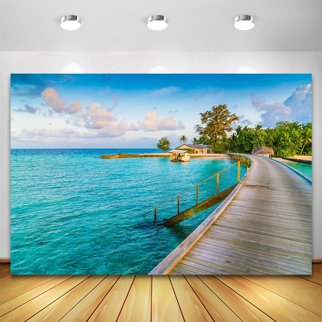 Tropical Beach Sea Sunset Wave Backdrop Photography Summer Holiday ...