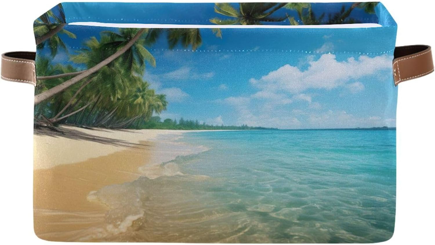 Tropical Beach Shelf Storage Bins, Foldable Fabric Storage Baskets with ...