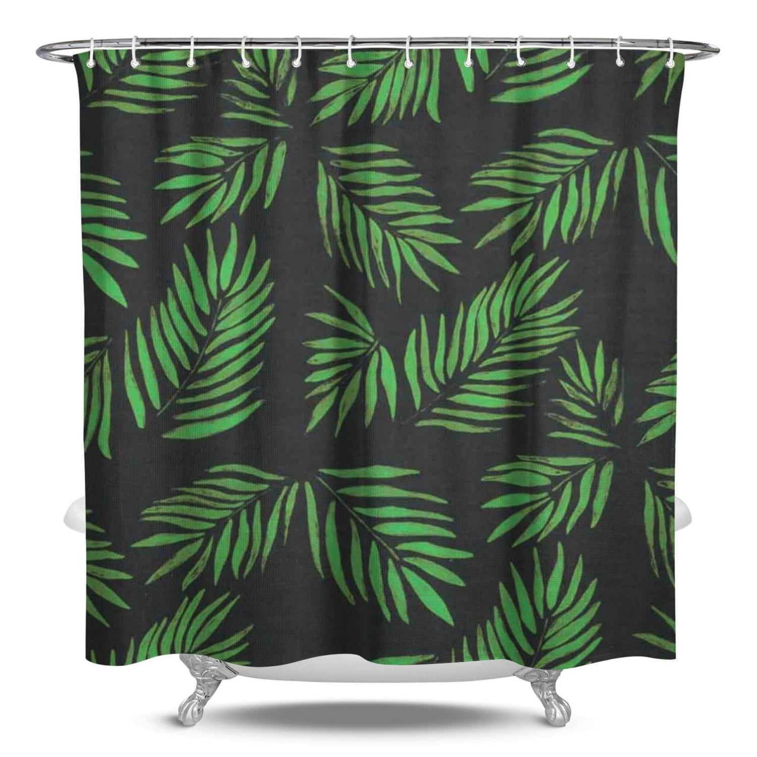 Tropical Beach Shower Curtain 84" x 72" - Exotic Floral & Palm Leaf ...