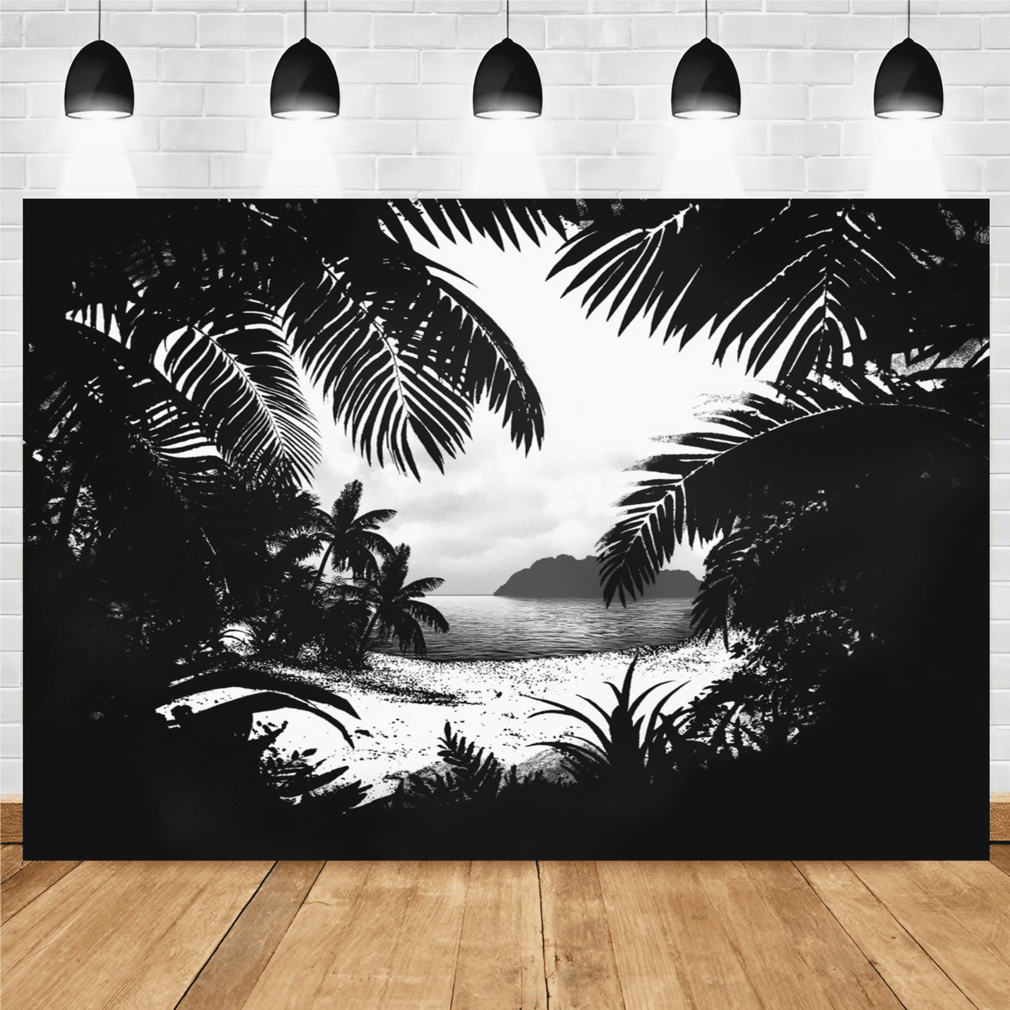 Tropical Beach Silhouette Natural Scenic Backdrops Summer Landscape ...
