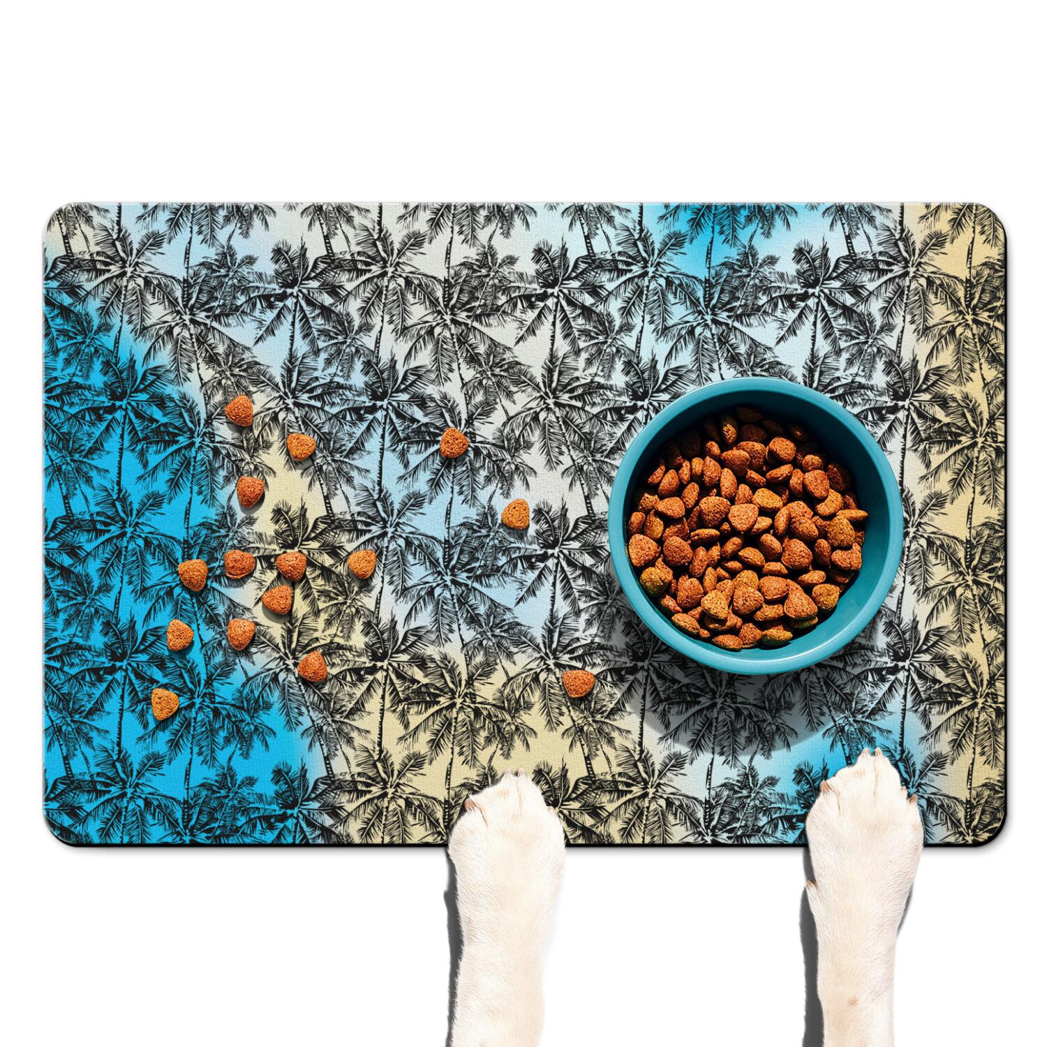 Tropical Beach Sunset Anti-Mess Dog Feeding Mat - 4-Layer Absorption ...