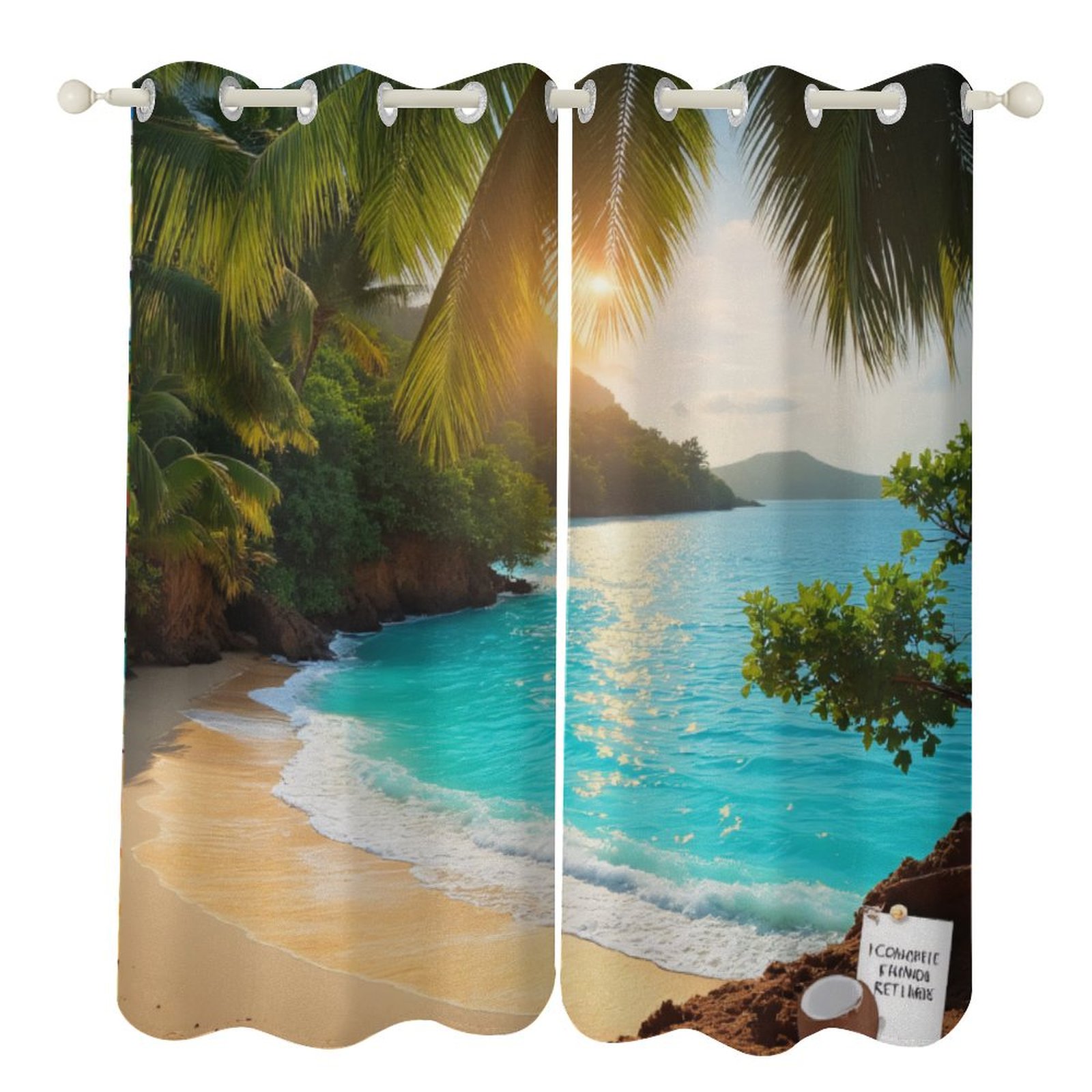 Tropical Beach Sunset Coconut 2 Panels Curtains for Bedroom Living Room ...