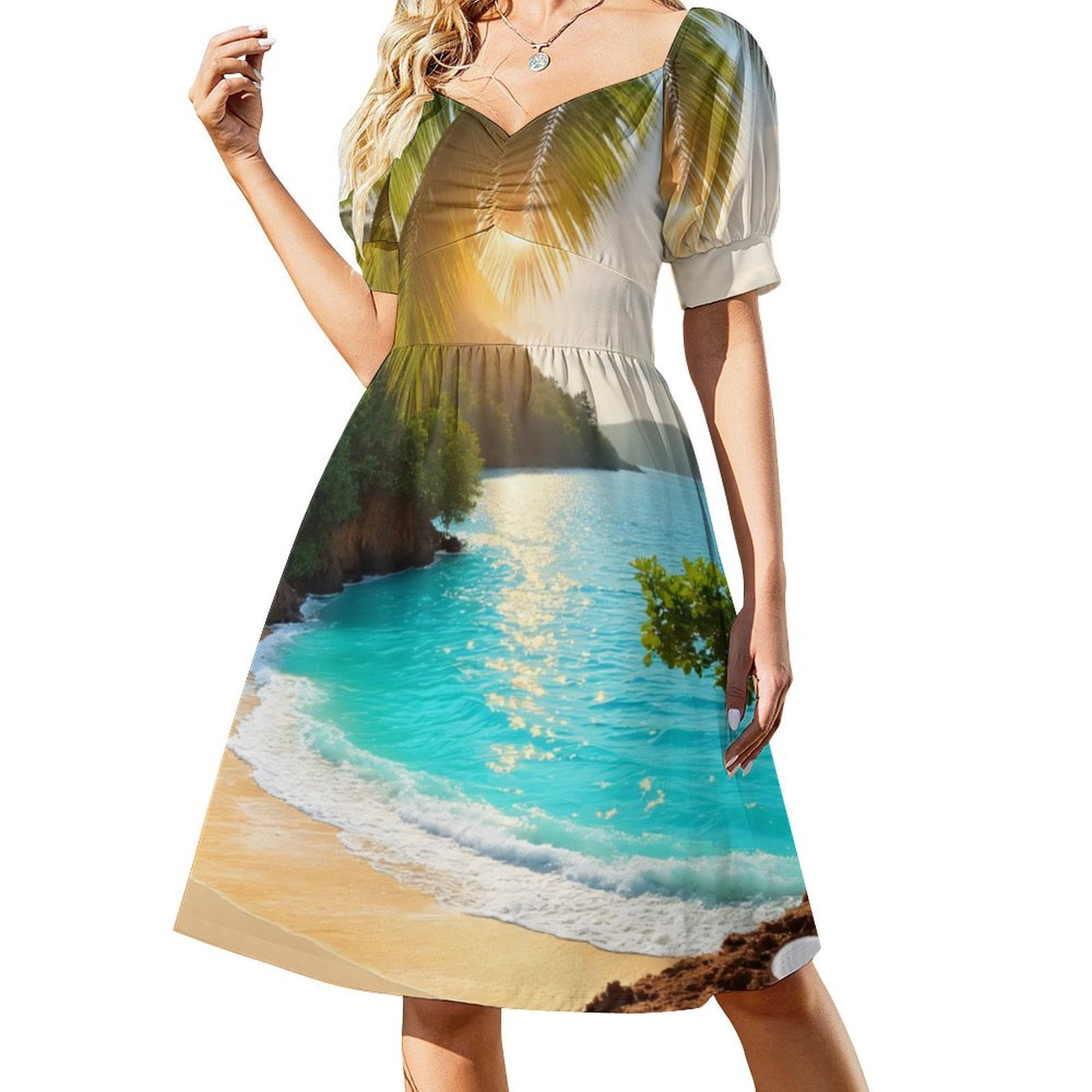 Tropical Beach Sunset Coconut Summer Women's Dress 2025 Elegant Dresses ...