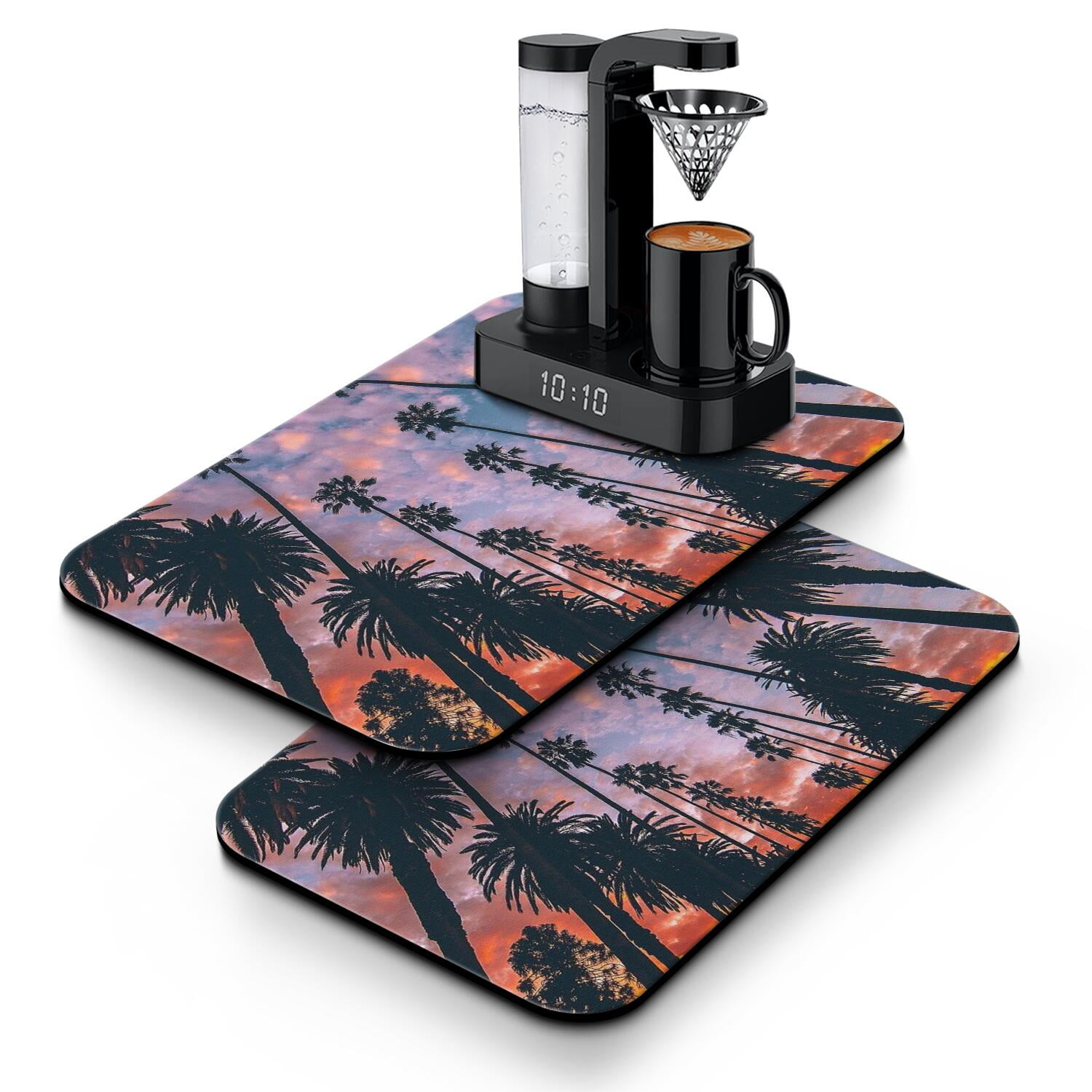 Tropical Beach Sunset Coffee Mat, Absorbent Diatom Mud Dish Drying Pad ...