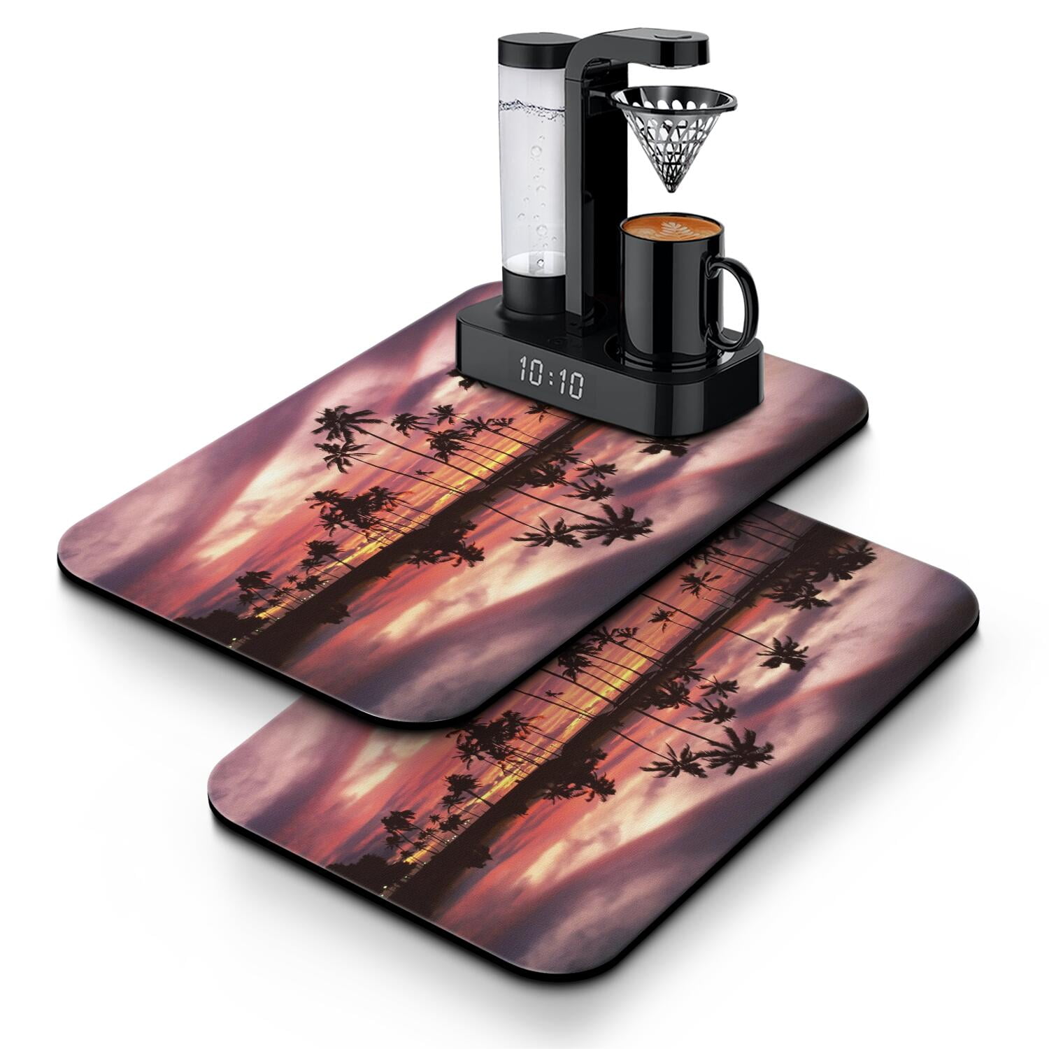 Tropical Beach Sunset Coffee Mat, Absorbent Diatom Mud Dish Drying Pad ...