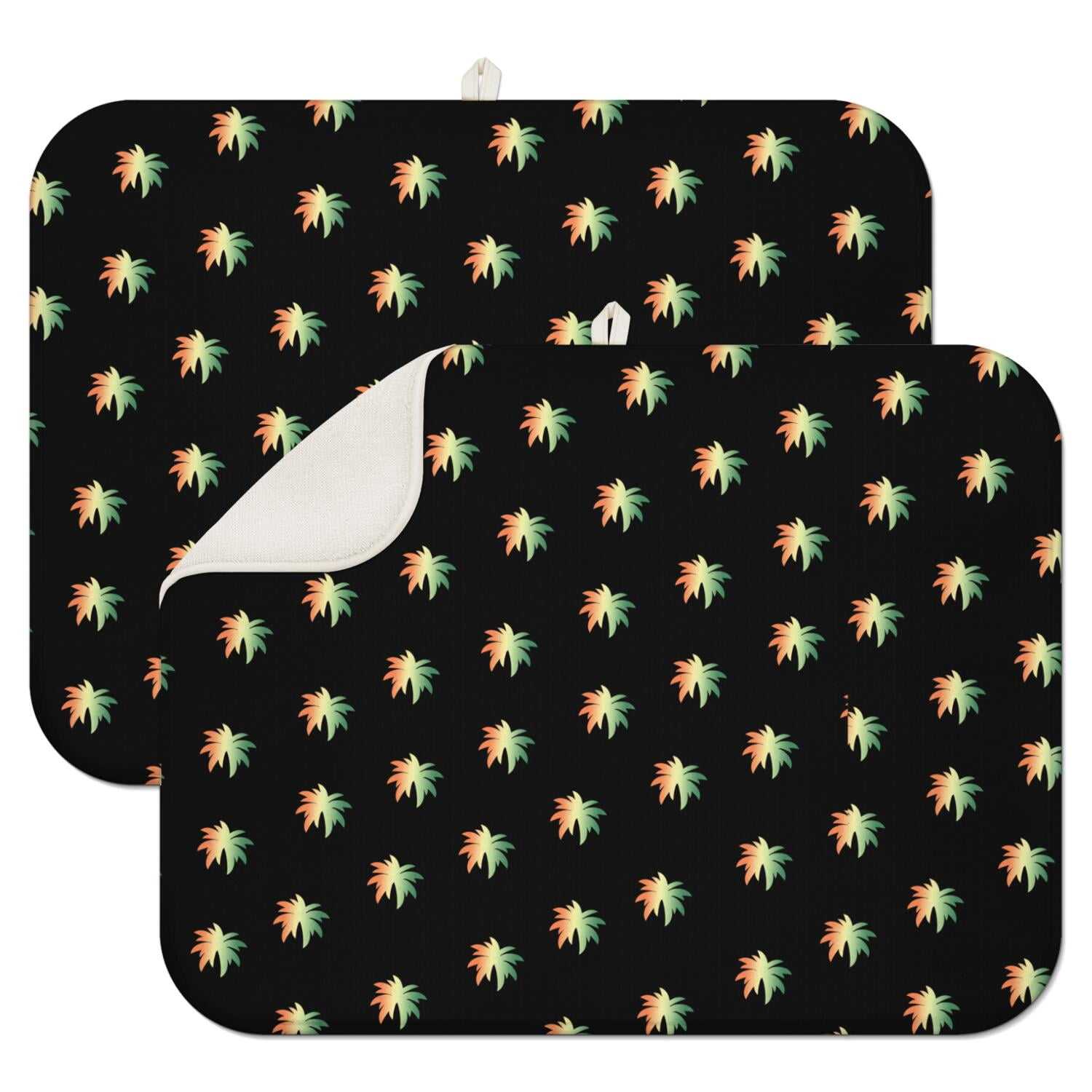 Tropical Beach Sunset Dish Drying Mat – Vibrant Tropical Palm Trees and ...
