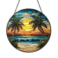 Tropical Beach Sunset Glass Suncatcher – Palm Tree Window Decor ...
