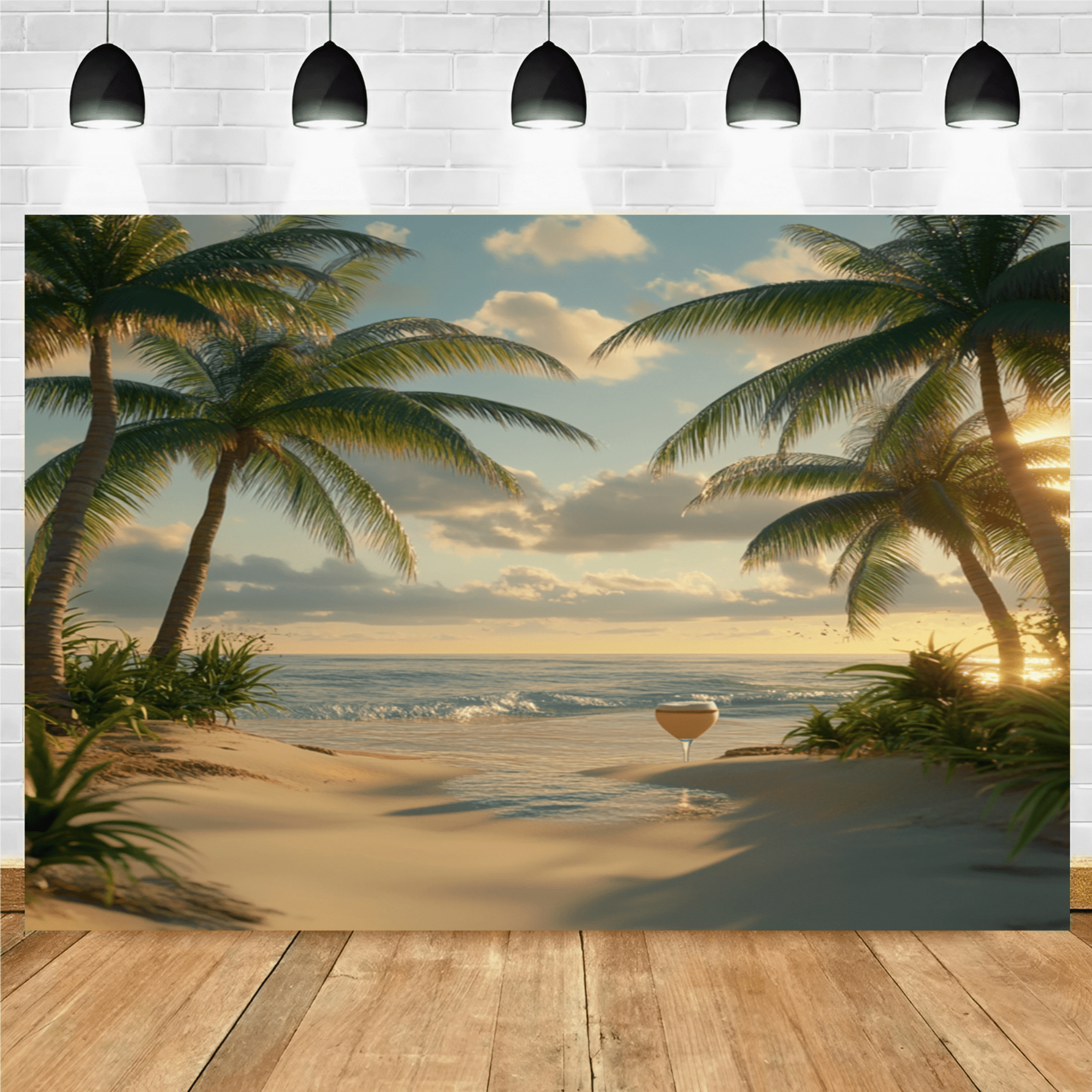 Tropical Beach Sunset Natural Scenic Backdrops Summer Landscape ...