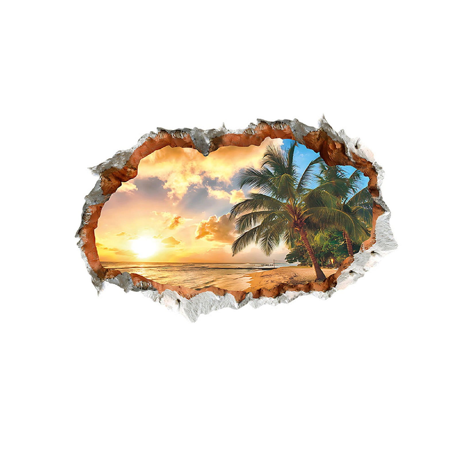 Tropical Beach Sunset Wall Decal 3D Breakthrough Art for Home Decor ...