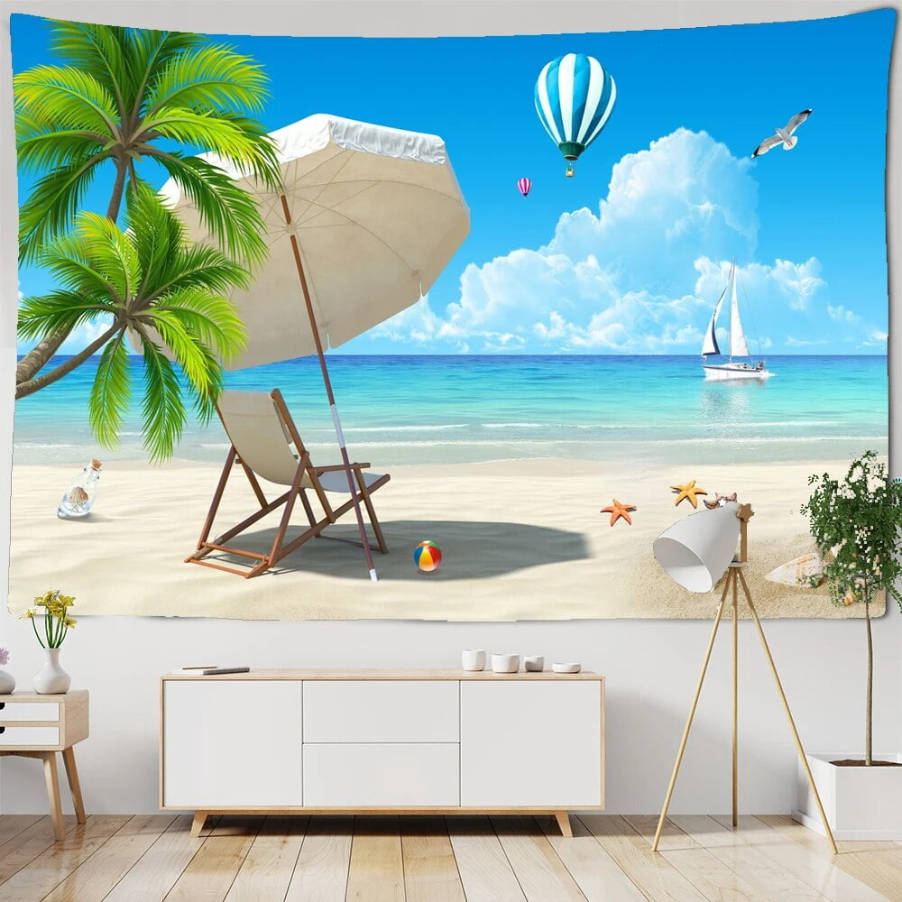 Tropical Beach Tapestry Wall Hanging Northern Europe Style Seaside ...