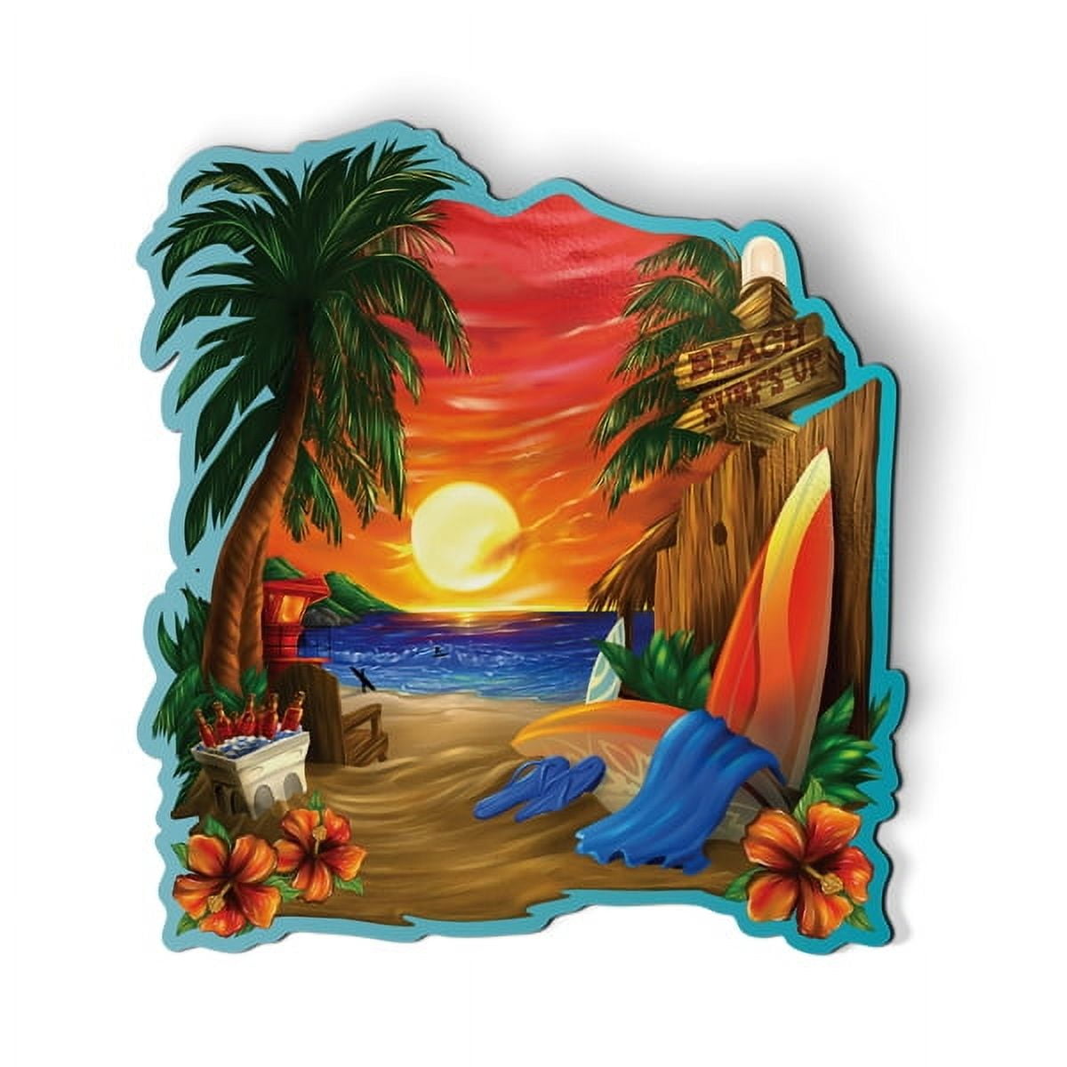 Tropical Beach Vacation - 5.5" Magnet for Car Locker Refrigerator ...