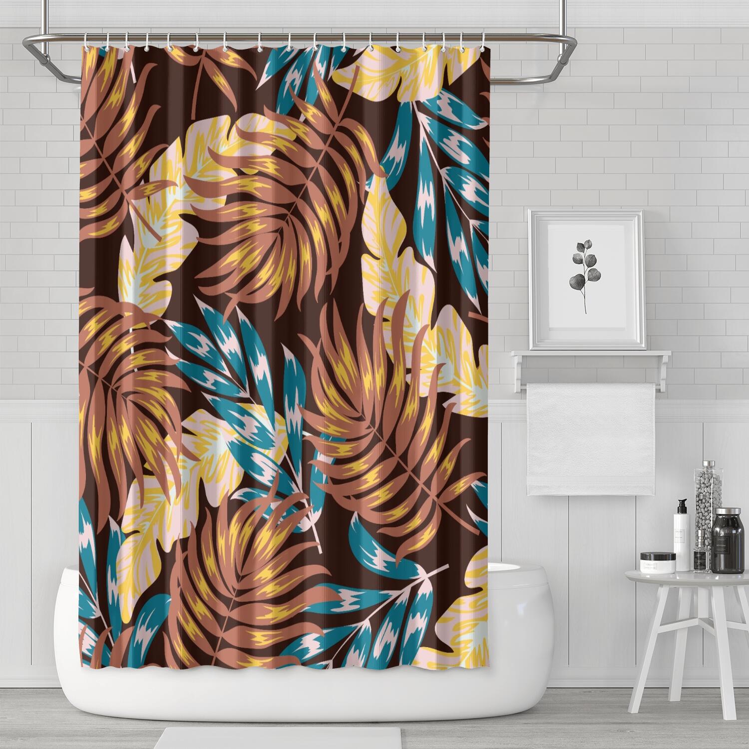 Tropical Beach Vacation Shower Curtain 72x72 Inch - Vibrant Palm Leaf ...