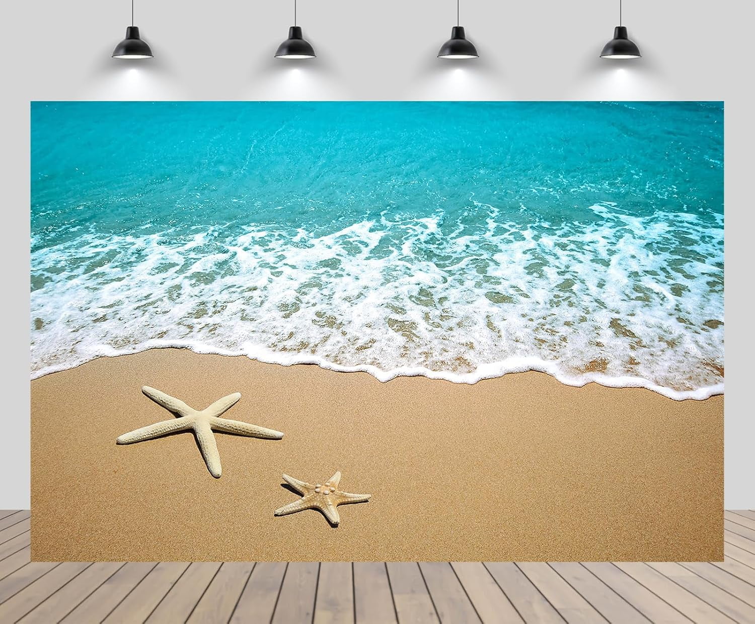 Tropical Beach Waves Backdrop Seaside Starfish Summer Background for ...