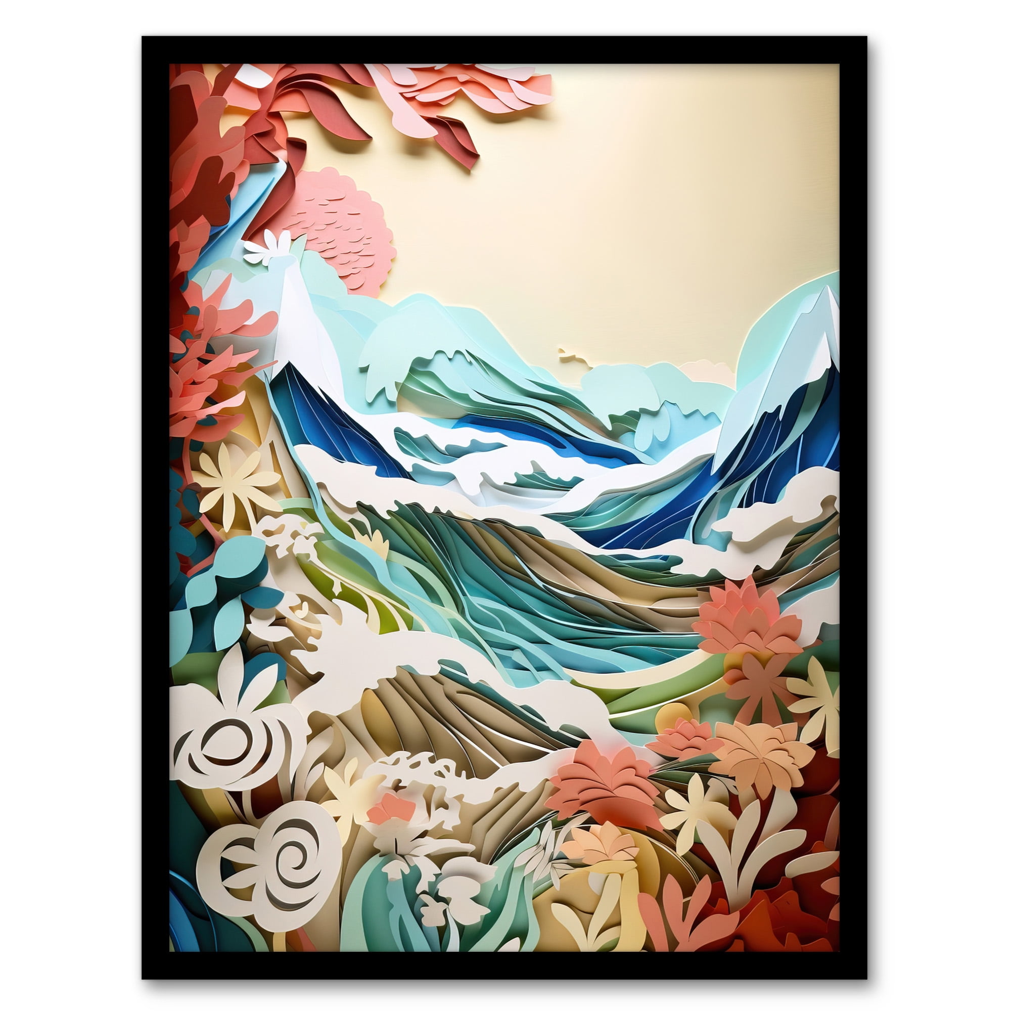Tropical Beach Waves Coastal Wildflowers Landscape Multi-Dimensional ...