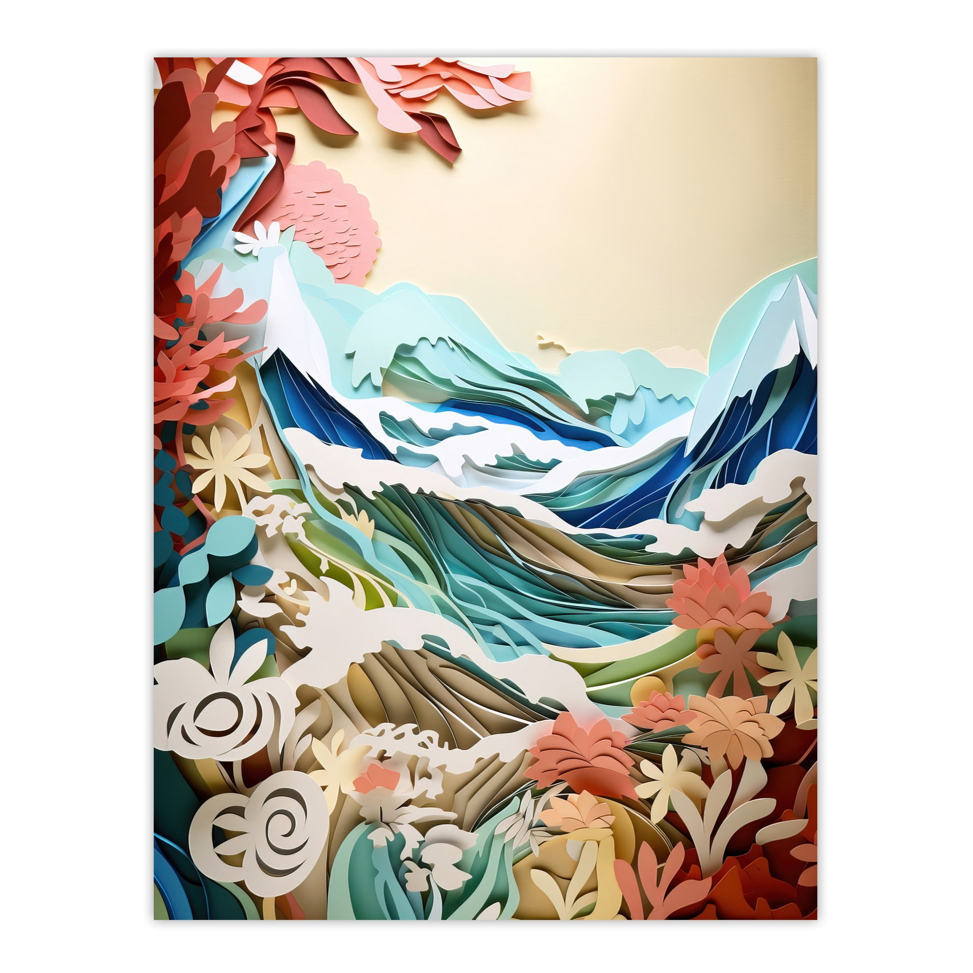 Tropical Beach Waves Coastal Wildflowers Landscape Multi-Dimensional ...