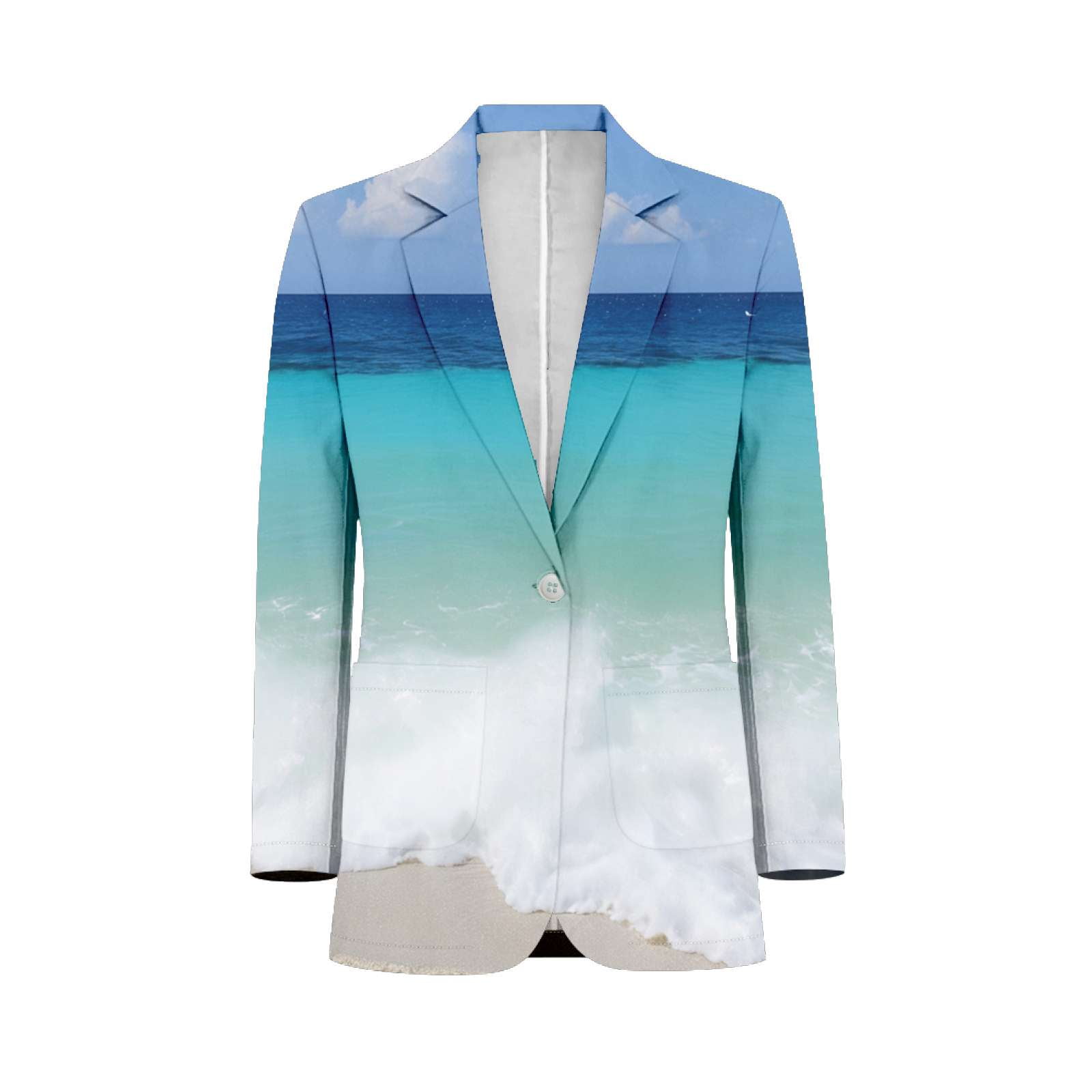Tropical Beach Waves Customized Men's Suits full man Shawl Collar ...