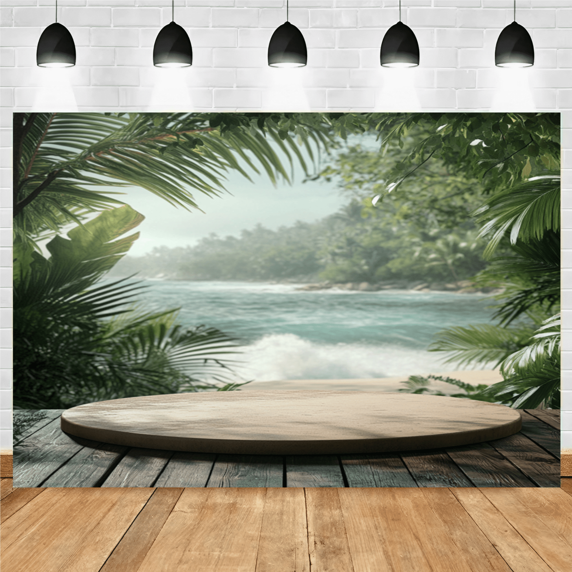 Tropical Beach Wood Deck(1) Natural Scenic Backdrops Summer Landscape ...