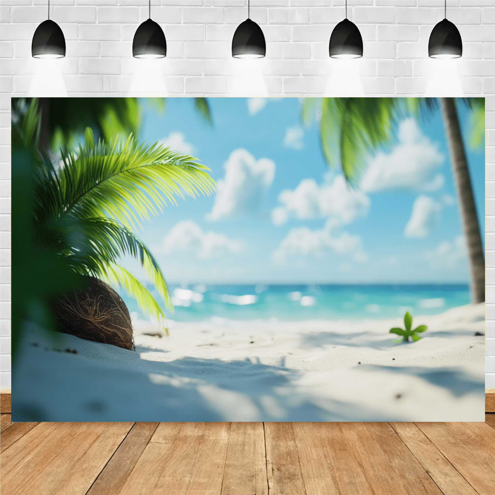 Tropical Beach with Coconut Natural Scenic Backdrops Summer Landscape ...