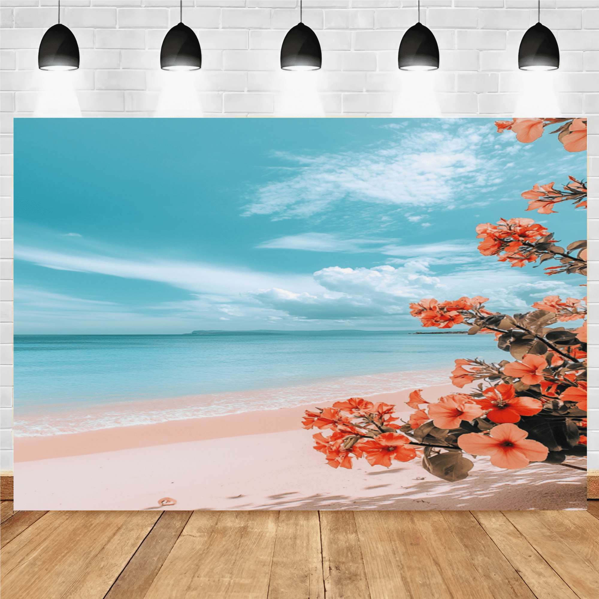 Tropical Beach with Coral Flowers Natural Scenic Backdrops Summer ...