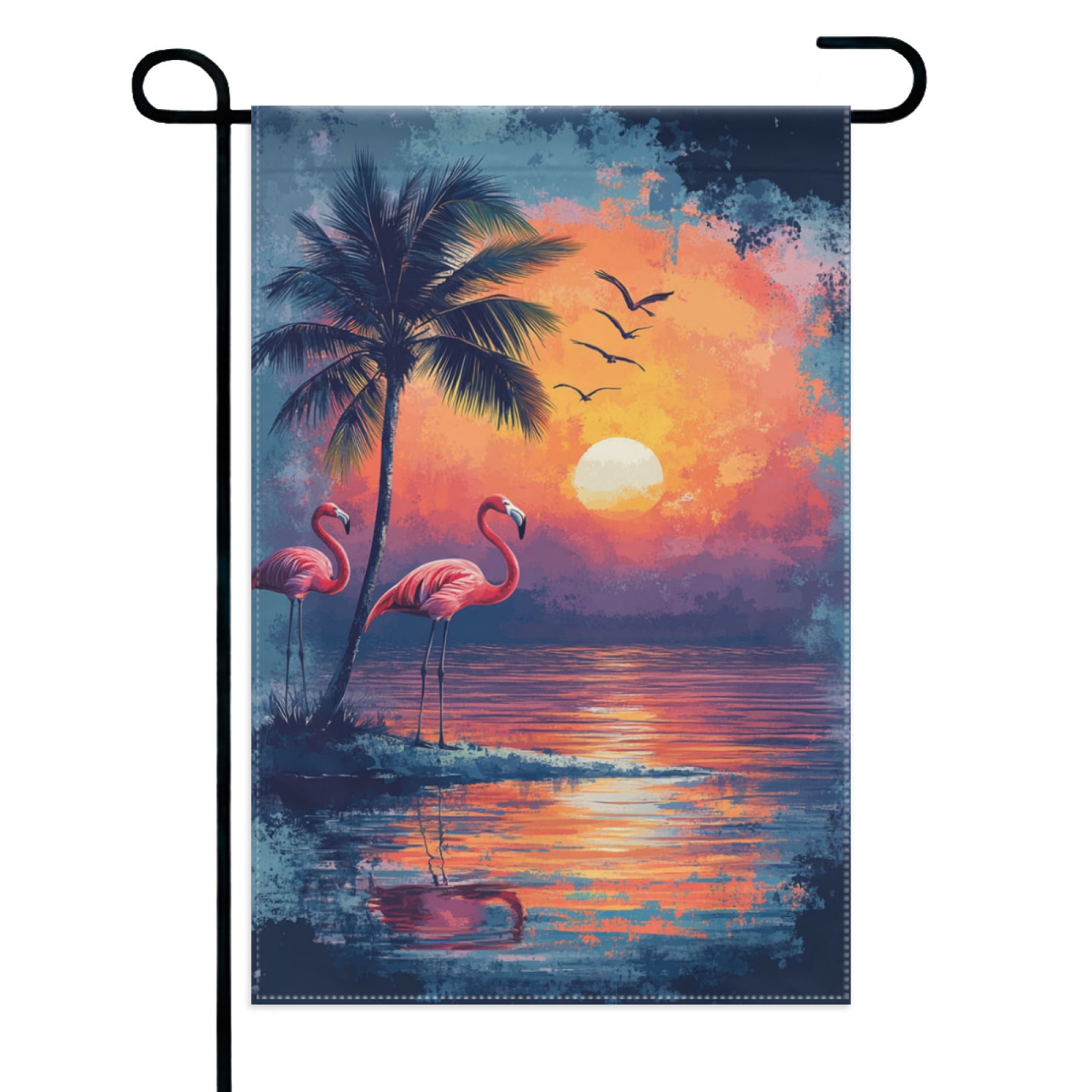 Tropical Beach with Flamingo Garden Flags 12×18 Inch Double Sided ...