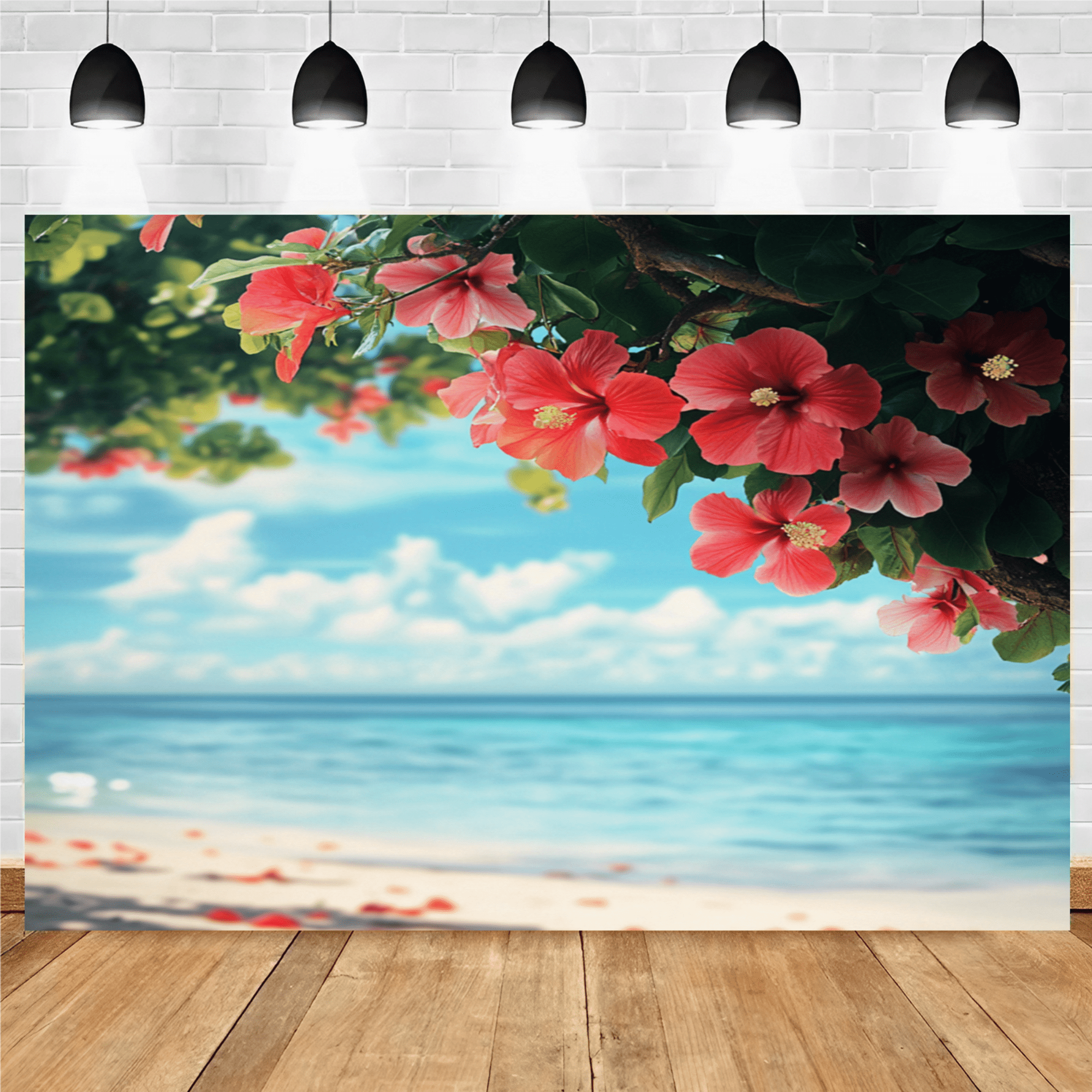 Tropical Beach with Hibiscus Flowers(1) Natural Scenic Backdrops Summer ...