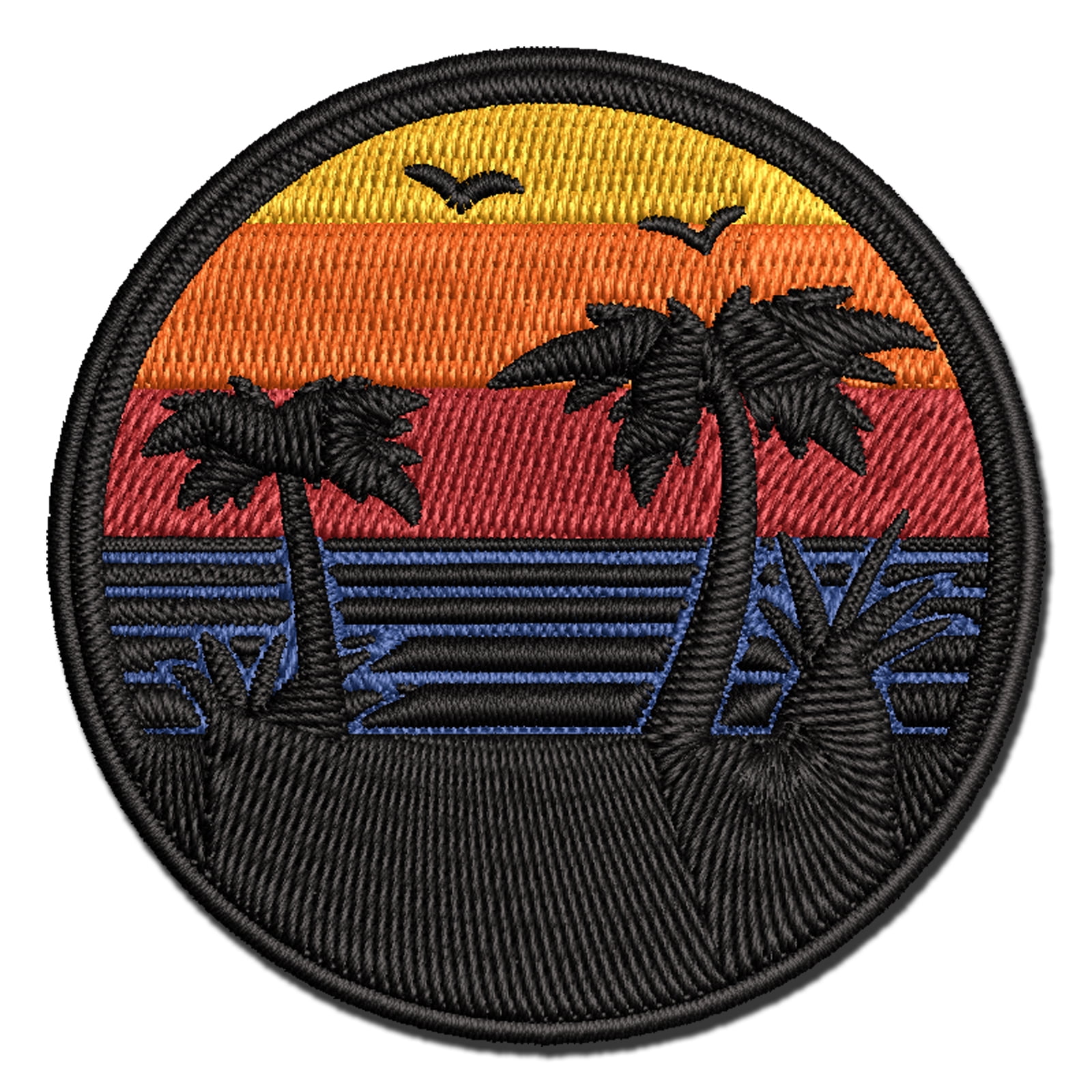 Tropical Beach with Palm Trees Applique Multi-Color Embroidered Hook ...