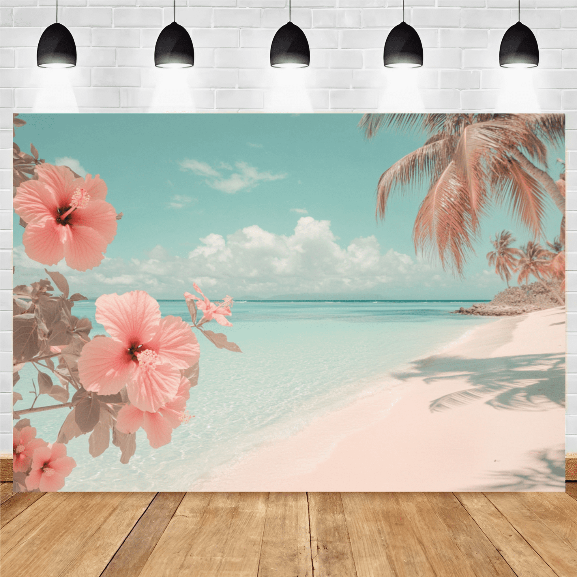 Tropical Beach with Pink Flowers(2) Natural Scenic Backdrops Summer ...